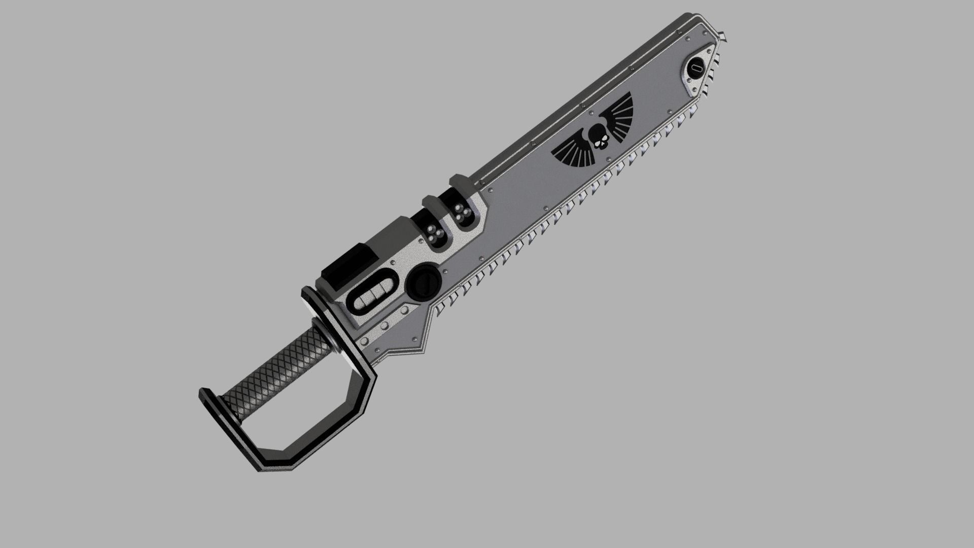 War hammer chainsword one-handed 3D model 3D printable | CGTrader