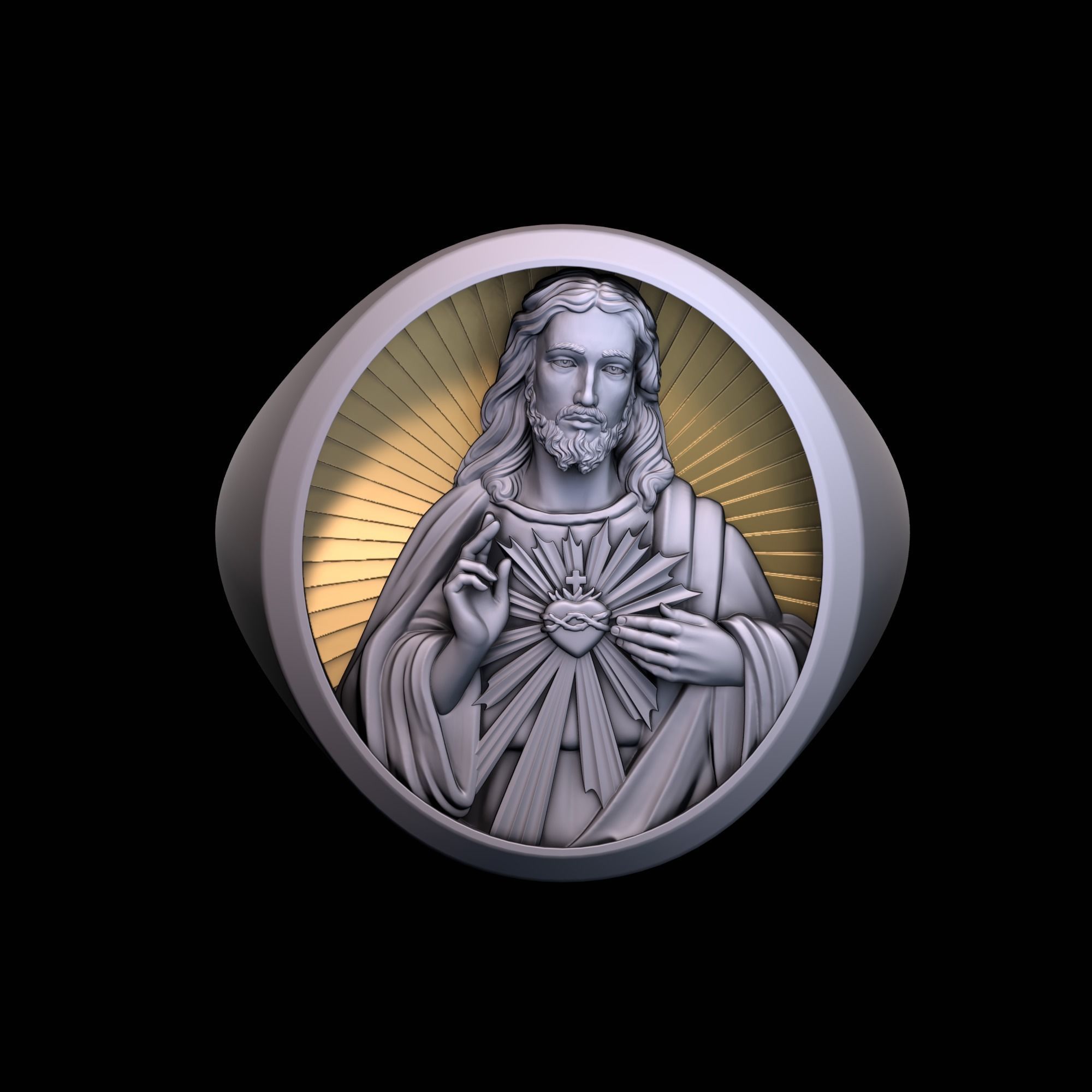 Ring with Jesus 3D print model 3D model 3D printable | CGTrader