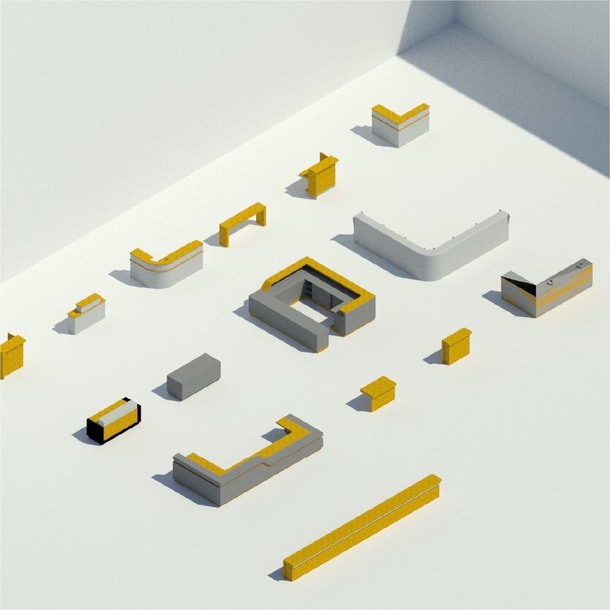 Bar Counters - Pack of revit families 3D model | CGTrader