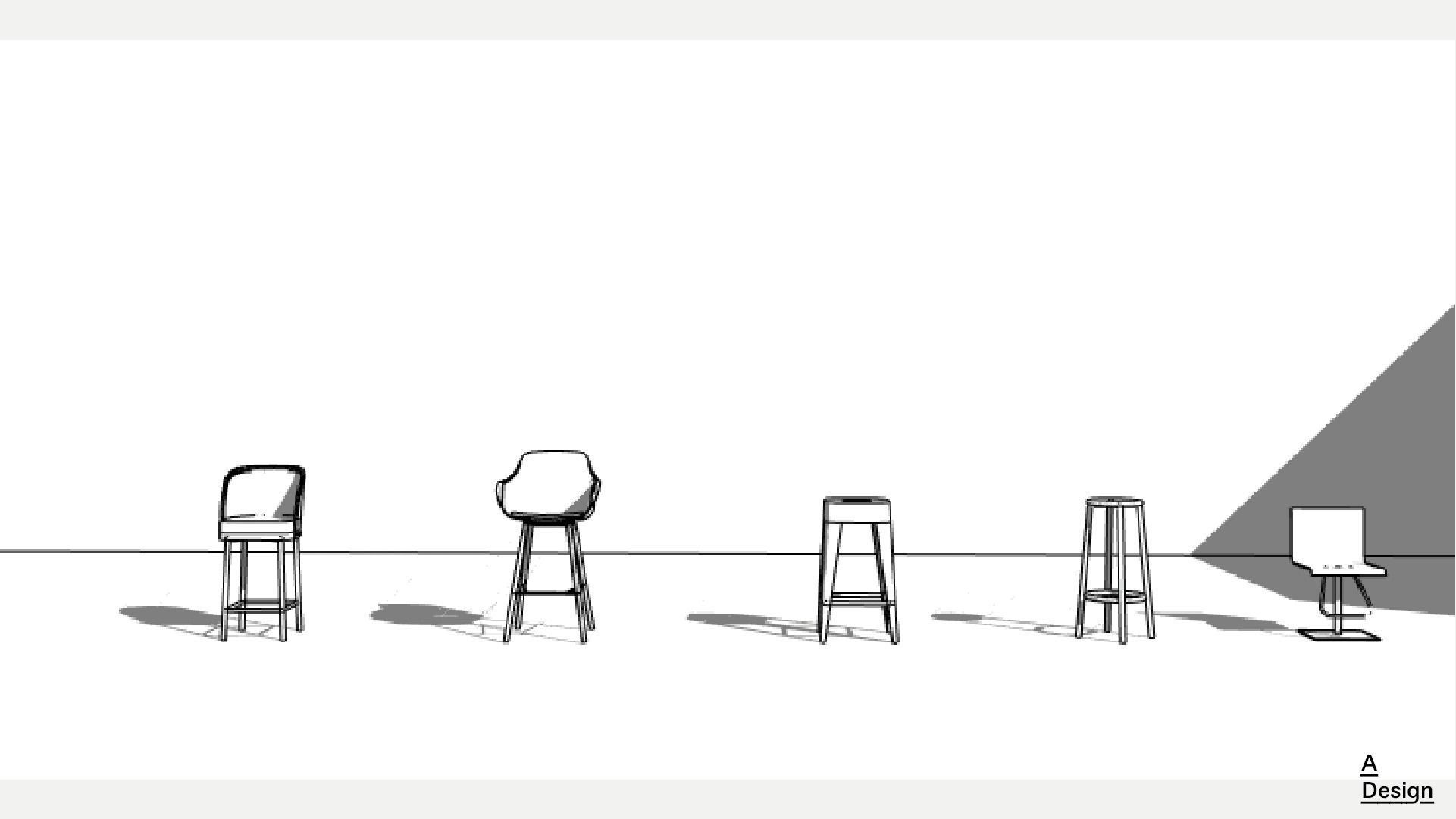 Bar stools - Pack of revit families 3D model | CGTrader