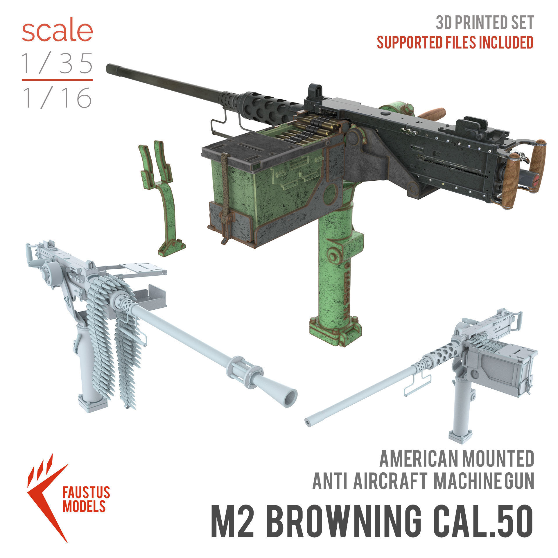 M2 Browning Cal50 3d print 35 and 16 scale 3D model 3D printable | CGTrader