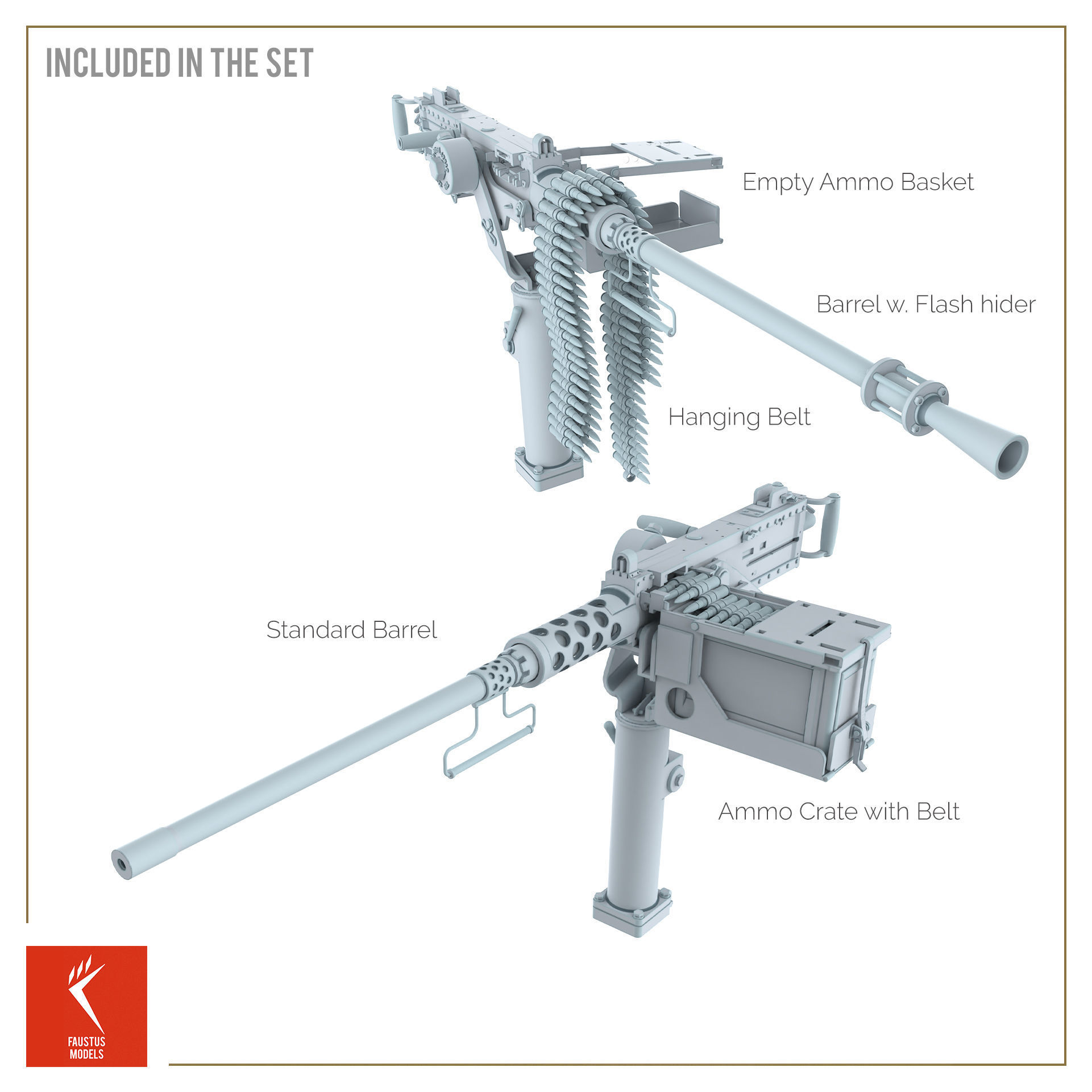 M2 Browning Cal50 3d print 35 and 16 scale 3D model 3D printable | CGTrader