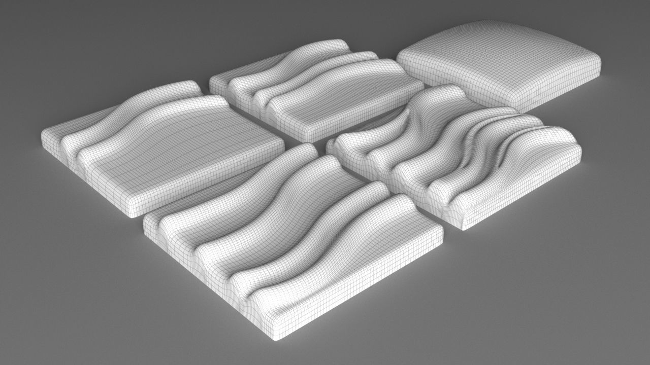 waveline tile 3D model | CGTrader