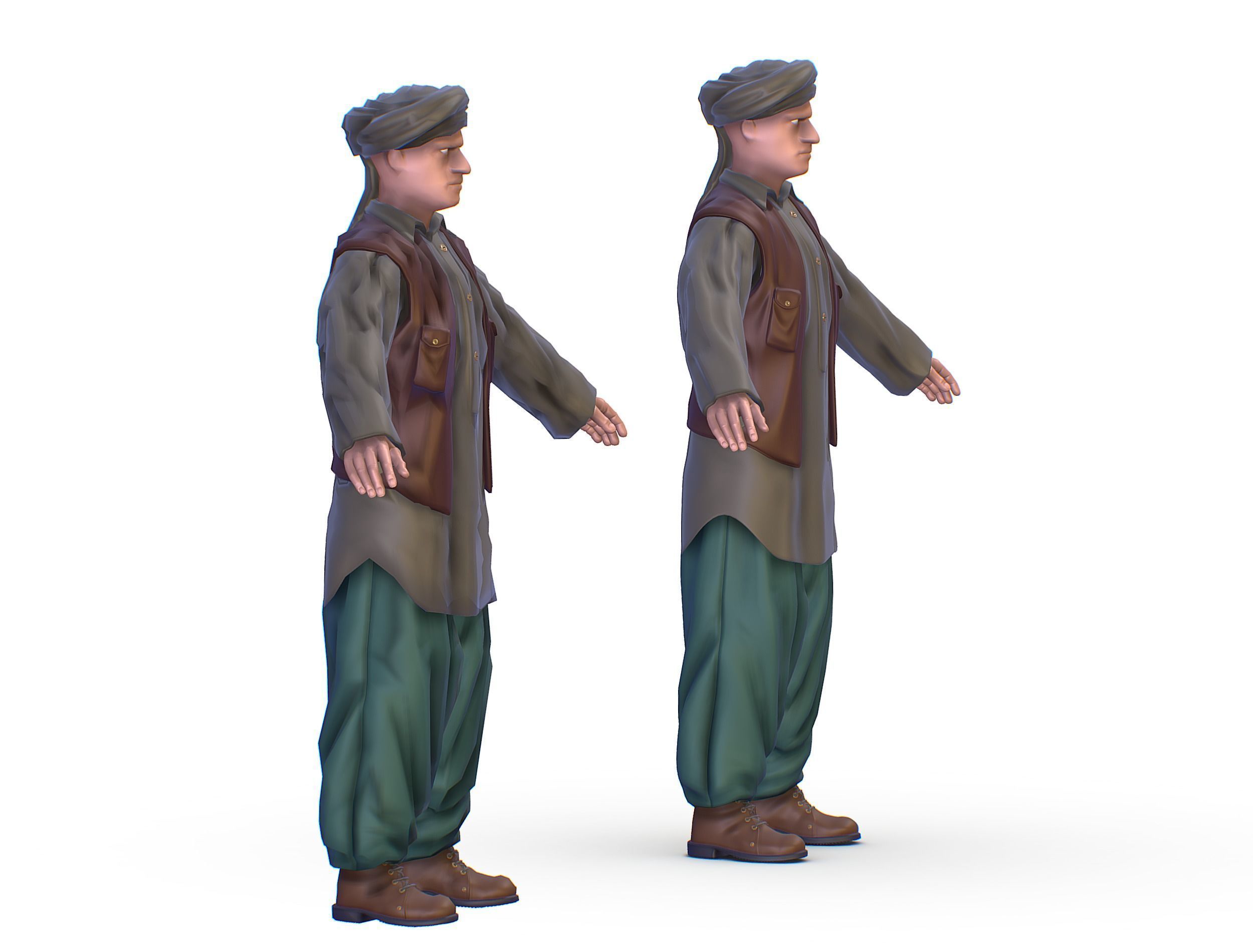 3D model High Poly Subdivision Man Old Afghan Soldier VR / AR / low ...