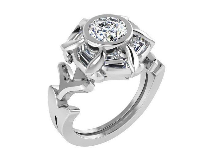Diamond flower ring 3191 3D print model 3D model 3D printable | CGTrader