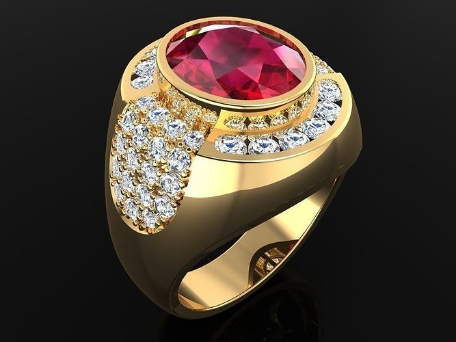 Oval stone ring - N4217 3D model 3D printable | CGTrader