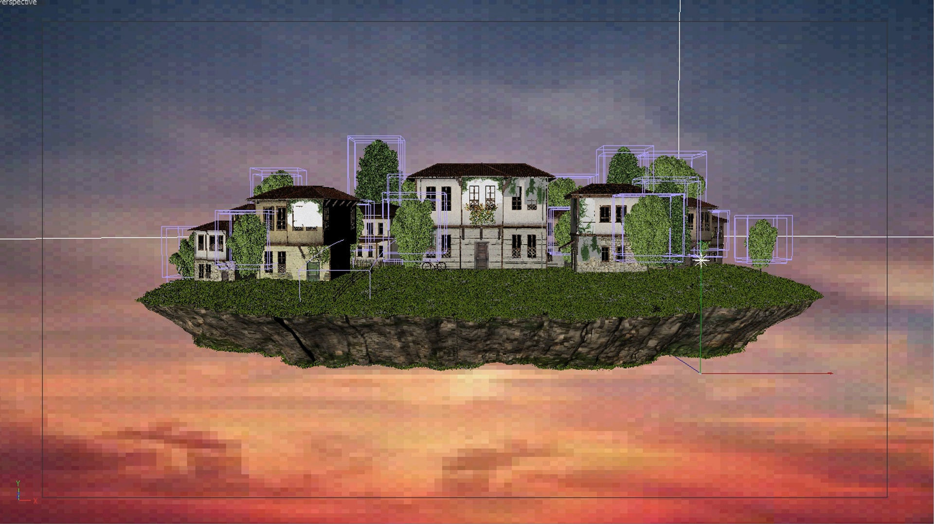 3D High Detailed Fantastic Flying Island Scene 3D model animated rigged ...
