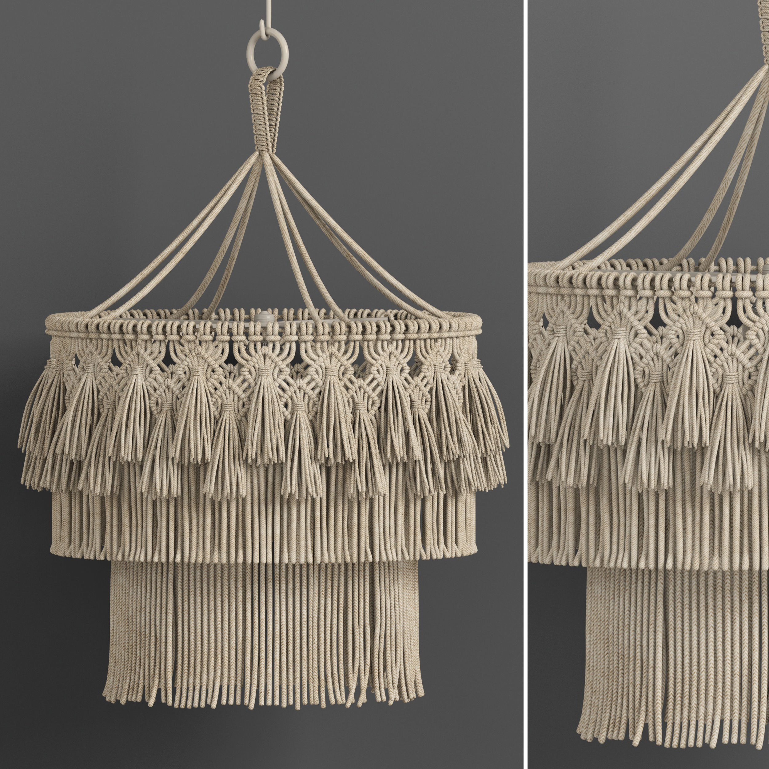 macrame chandelier 02 3D model | CGTrader