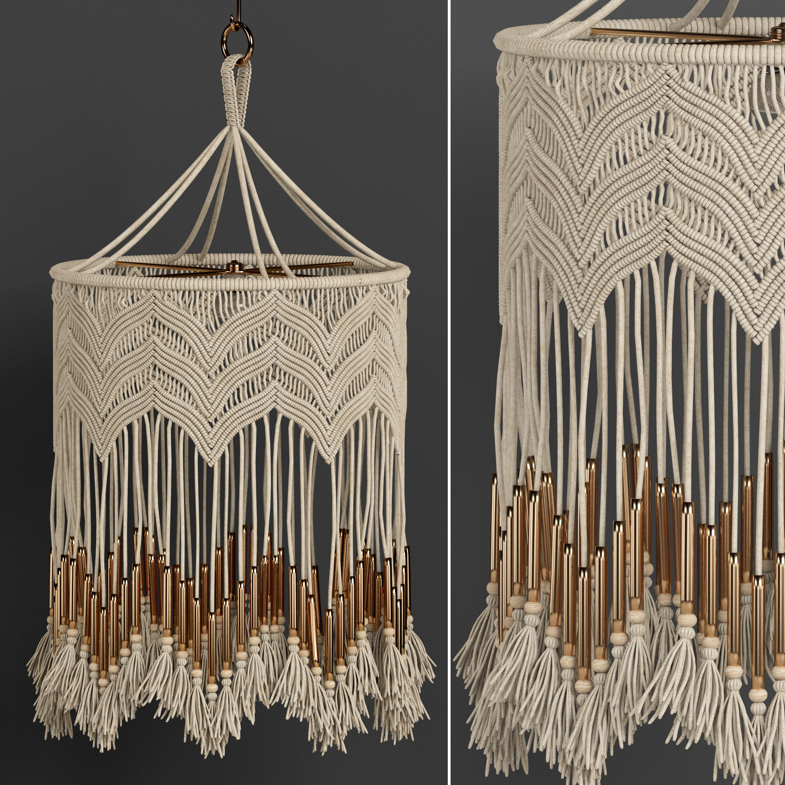 macrame chandelier03 3D model | CGTrader
