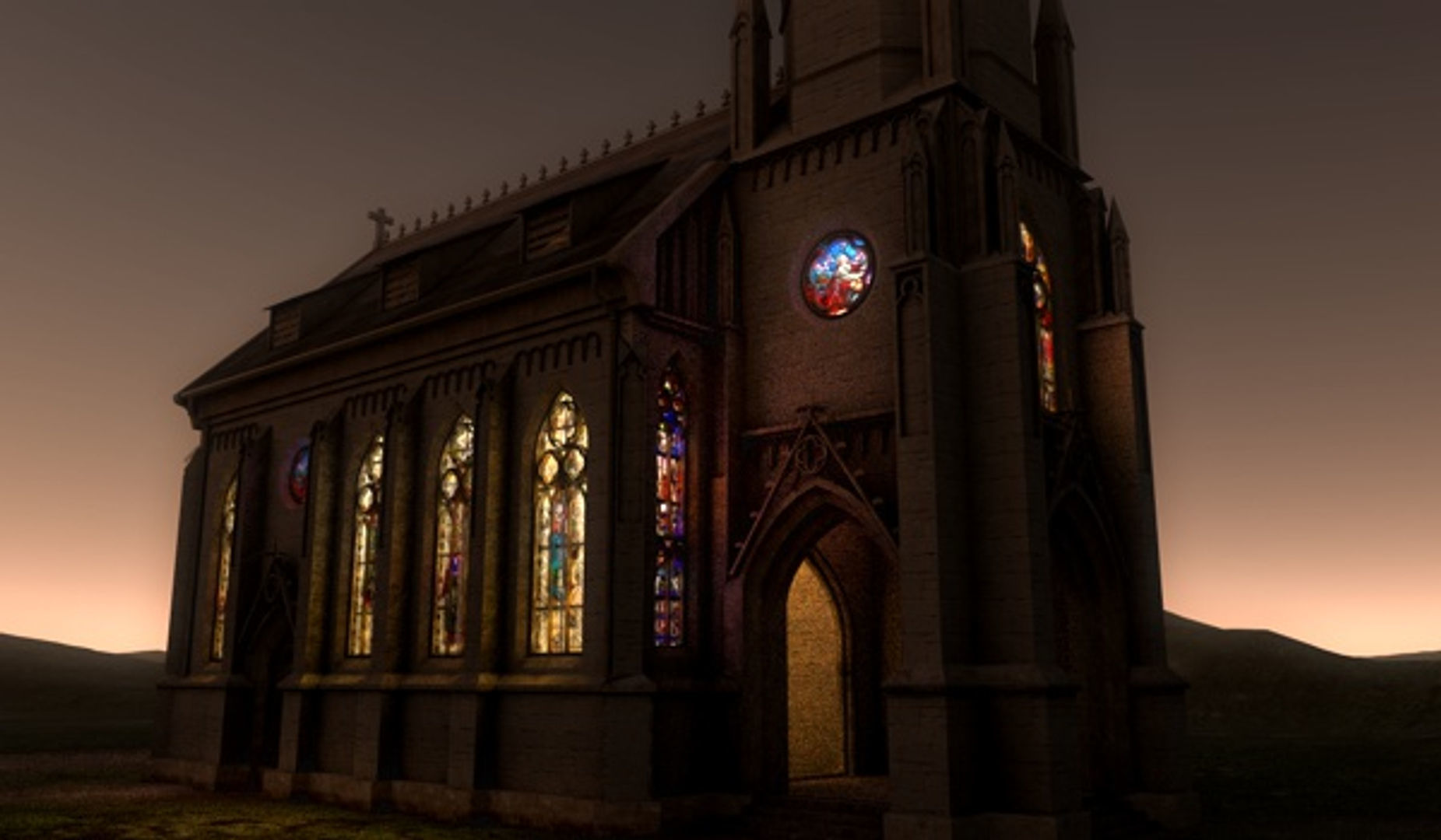3D Church Model at sunset 3D model | CGTrader