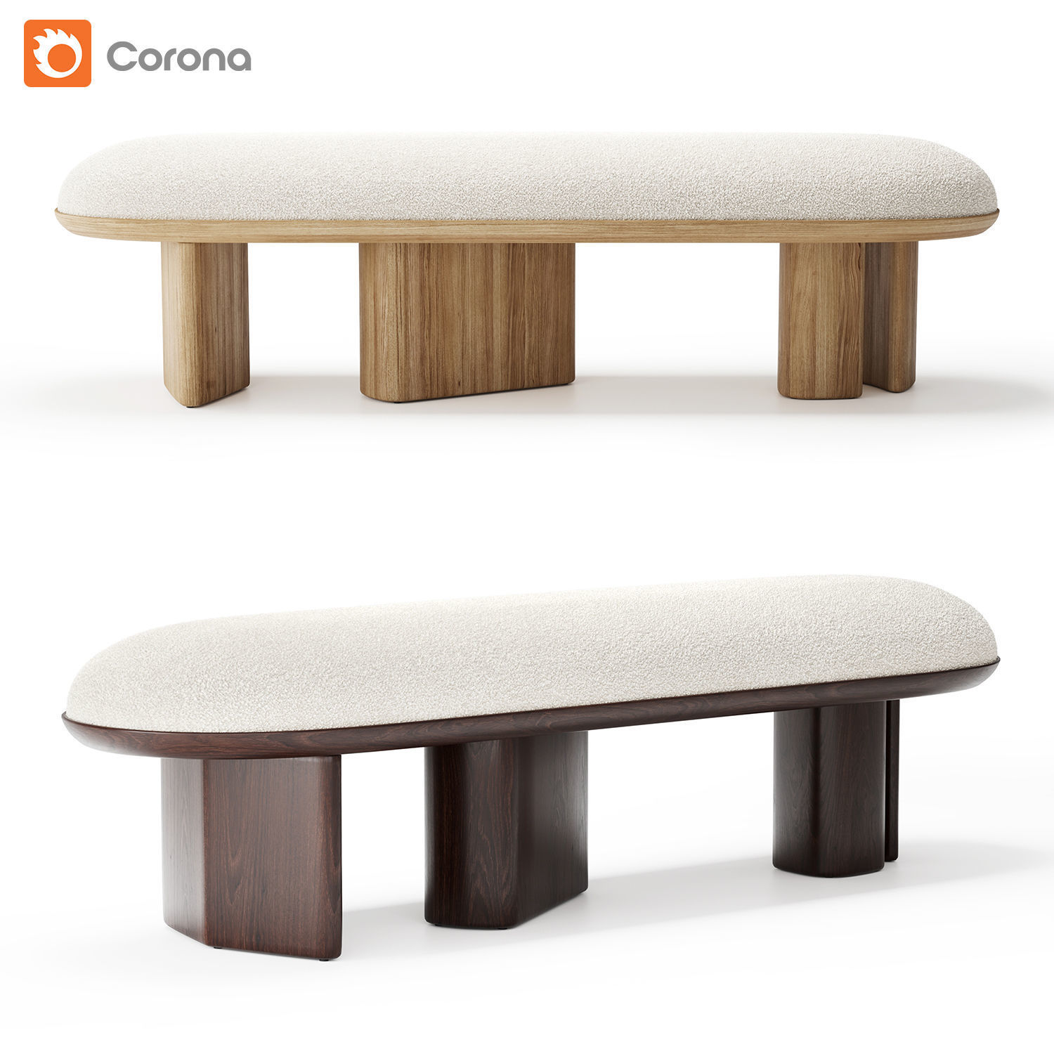 DEMURO DAS CORBU BENCH OTTOMAN 3D model | CGTrader