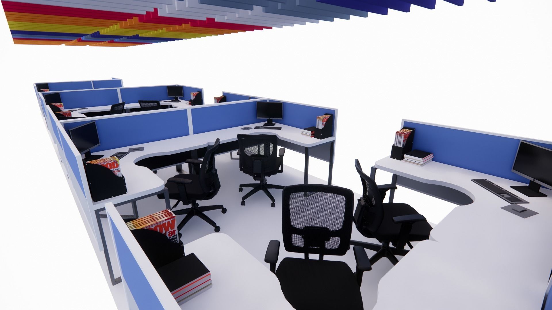 3D model Workstation Cubical - Baffle Ceiling VR / AR / low-poly | CGTrader