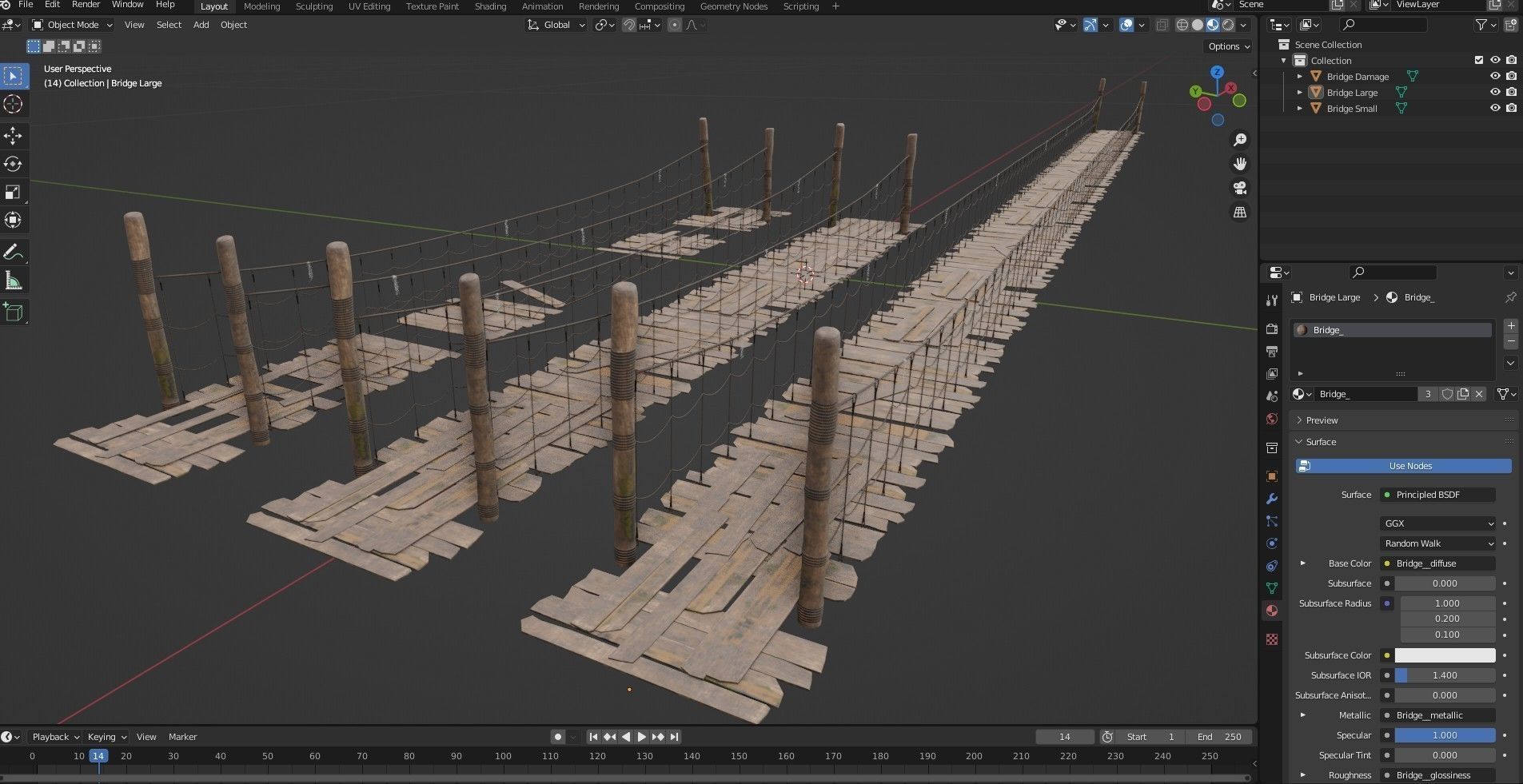 3D model Rope Bridge Pack VR / AR / low-poly | CGTrader