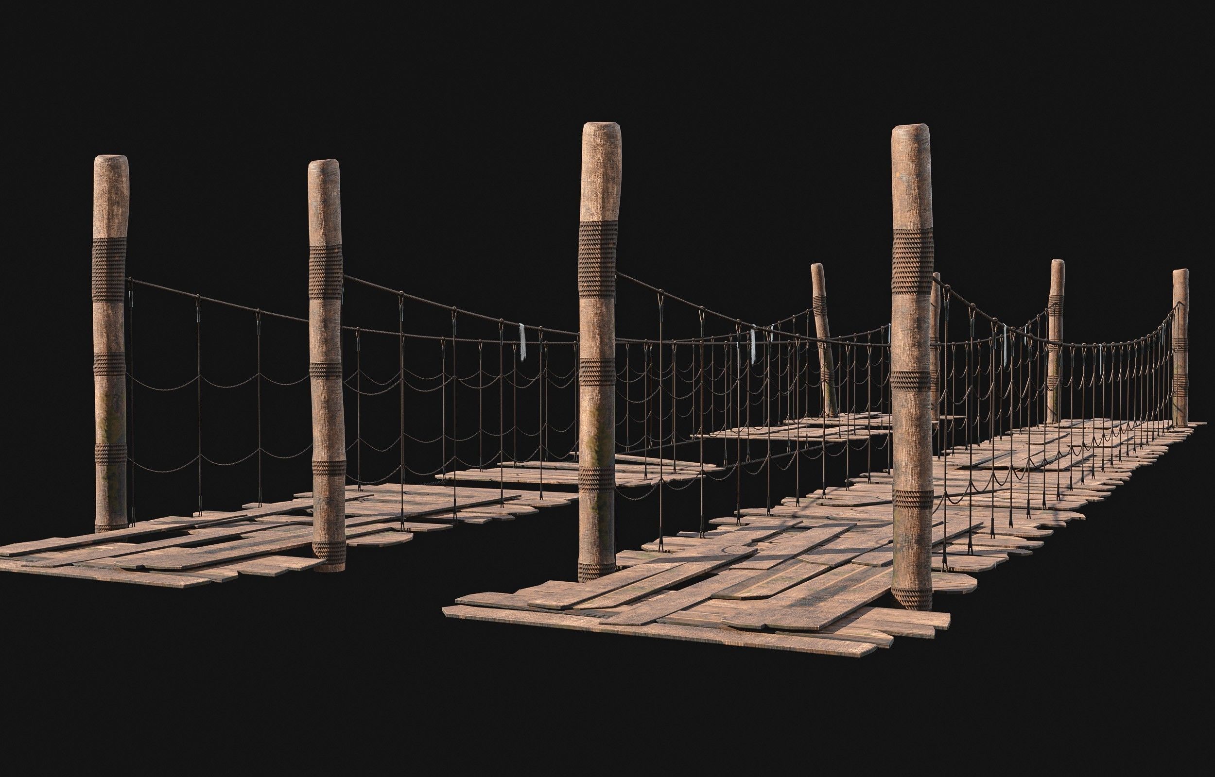 3D model Rope Bridge Pack VR / AR / low-poly | CGTrader