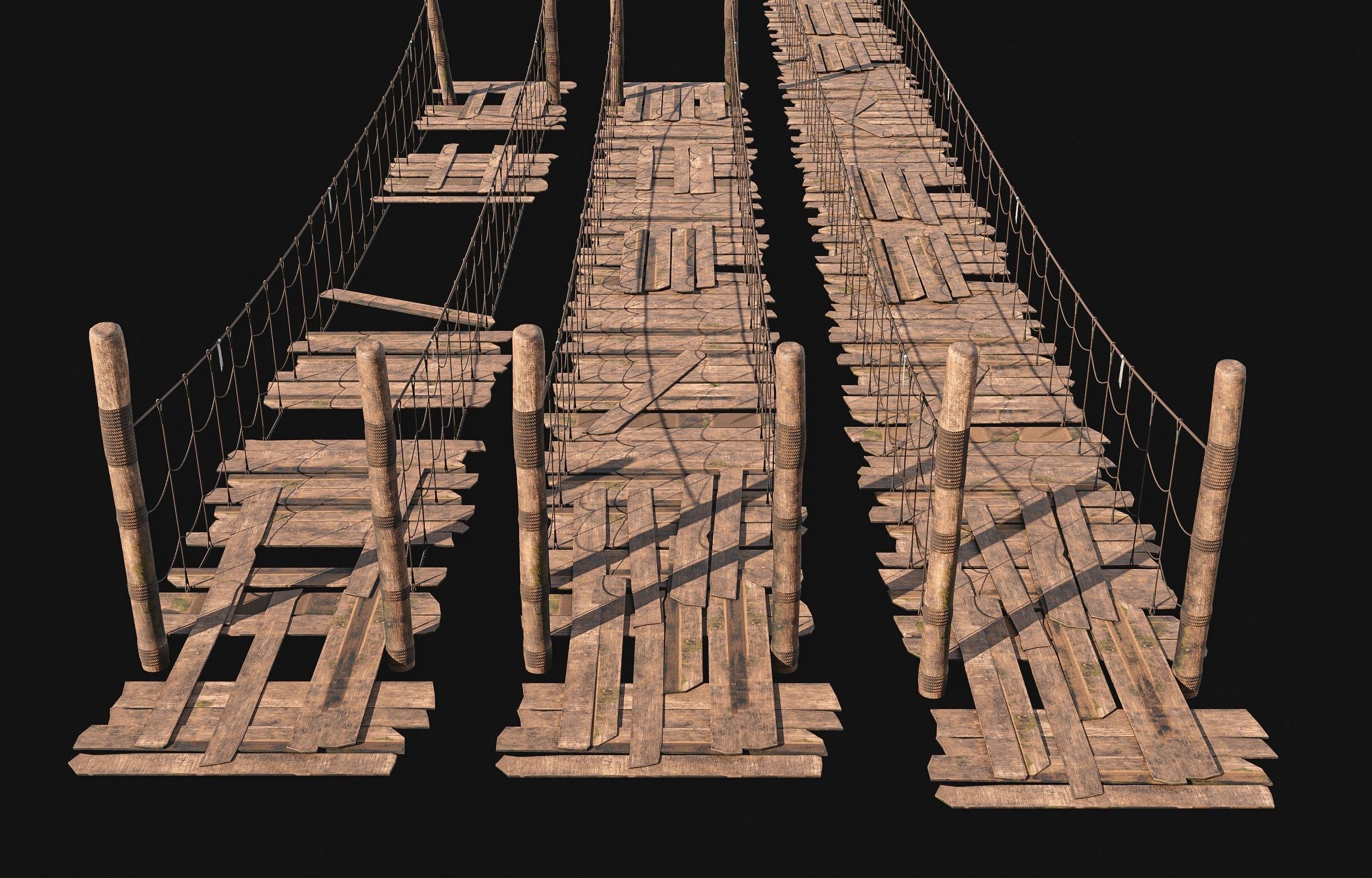 3D model Rope Bridge Pack VR / AR / low-poly | CGTrader