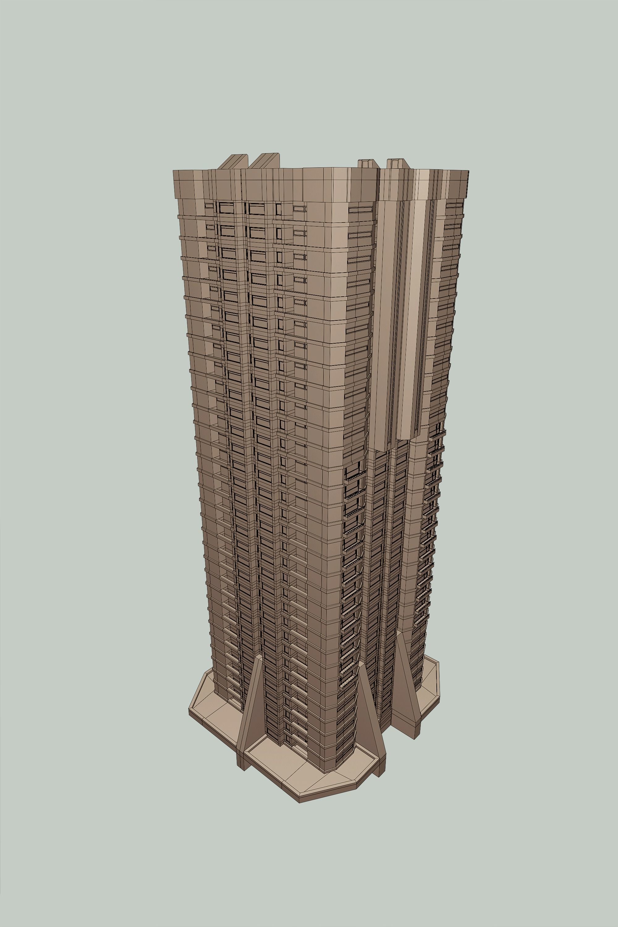 Brutalist style building 3D model | CGTrader