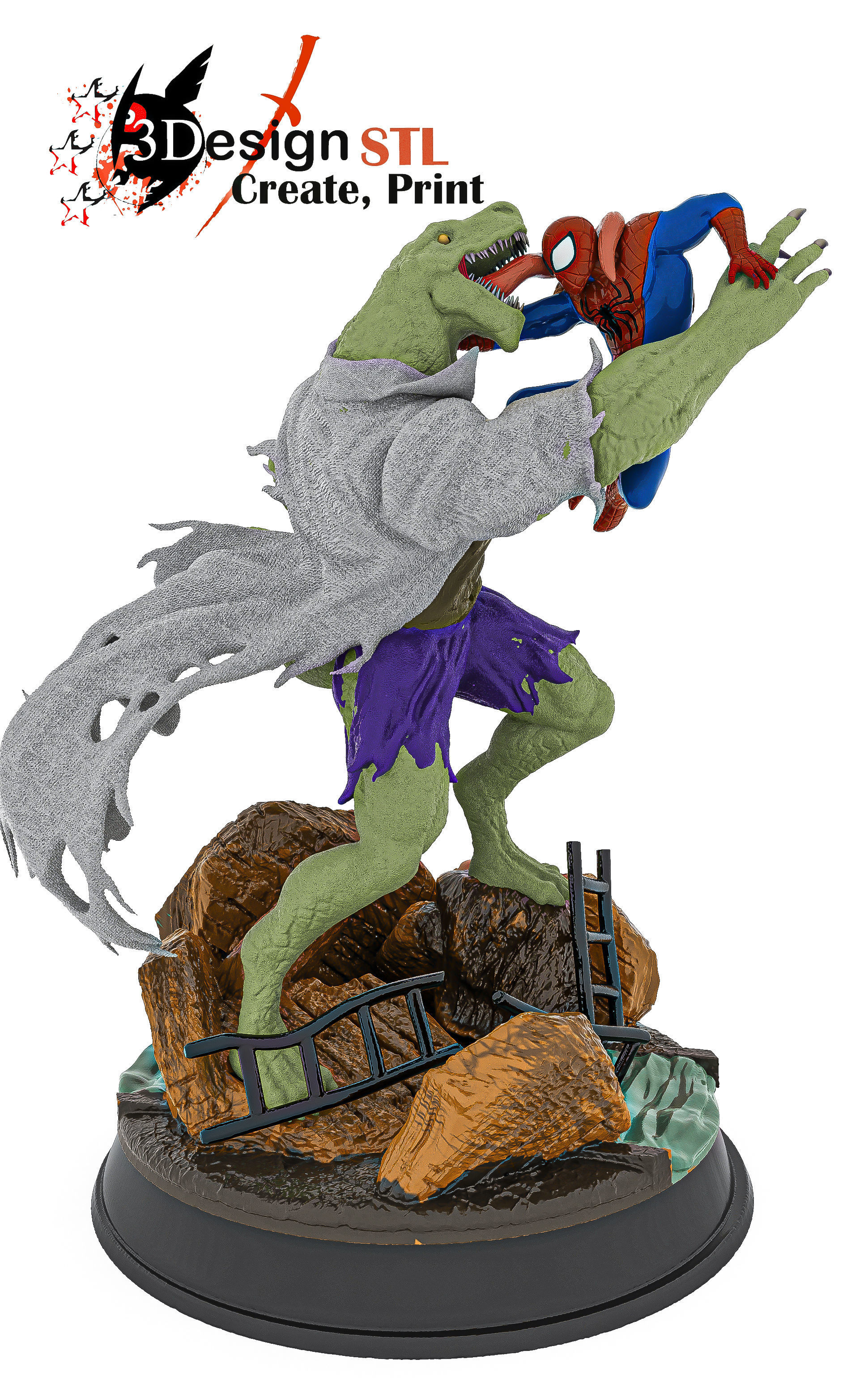 SPIDERMAN VS LIZARD 3D model 3D printable | CGTrader