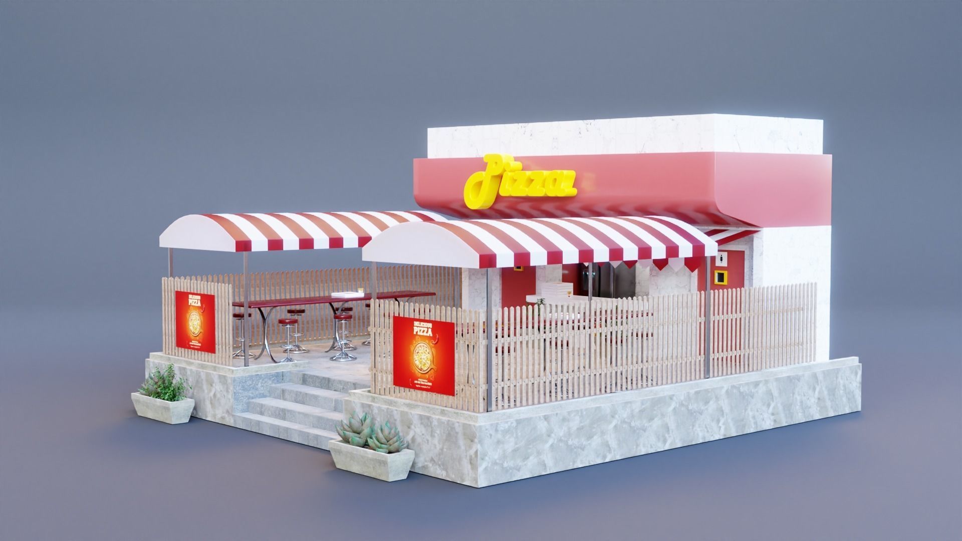 CARTOON PIZZA SHOP 3D model | CGTrader