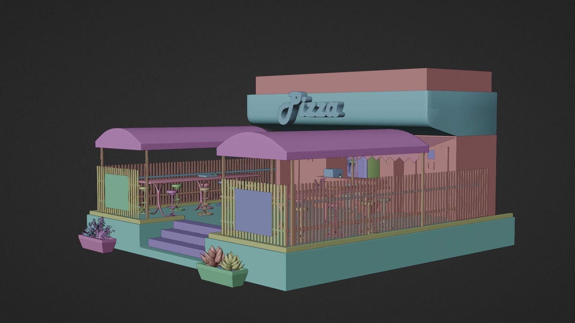 CARTOON PIZZA SHOP 3D model | CGTrader