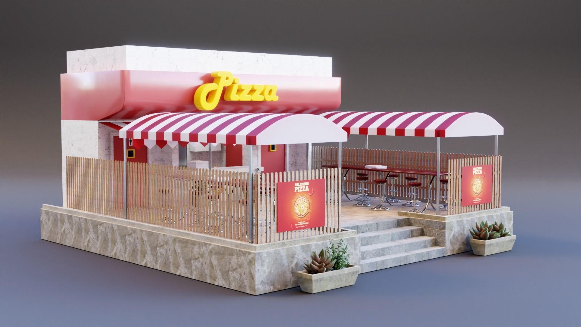 CARTOON PIZZA SHOP 3D model | CGTrader