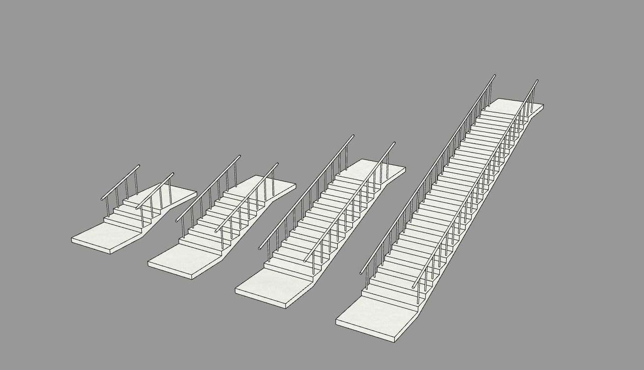 Linear Stairs with Railing Pack 3D model | CGTrader