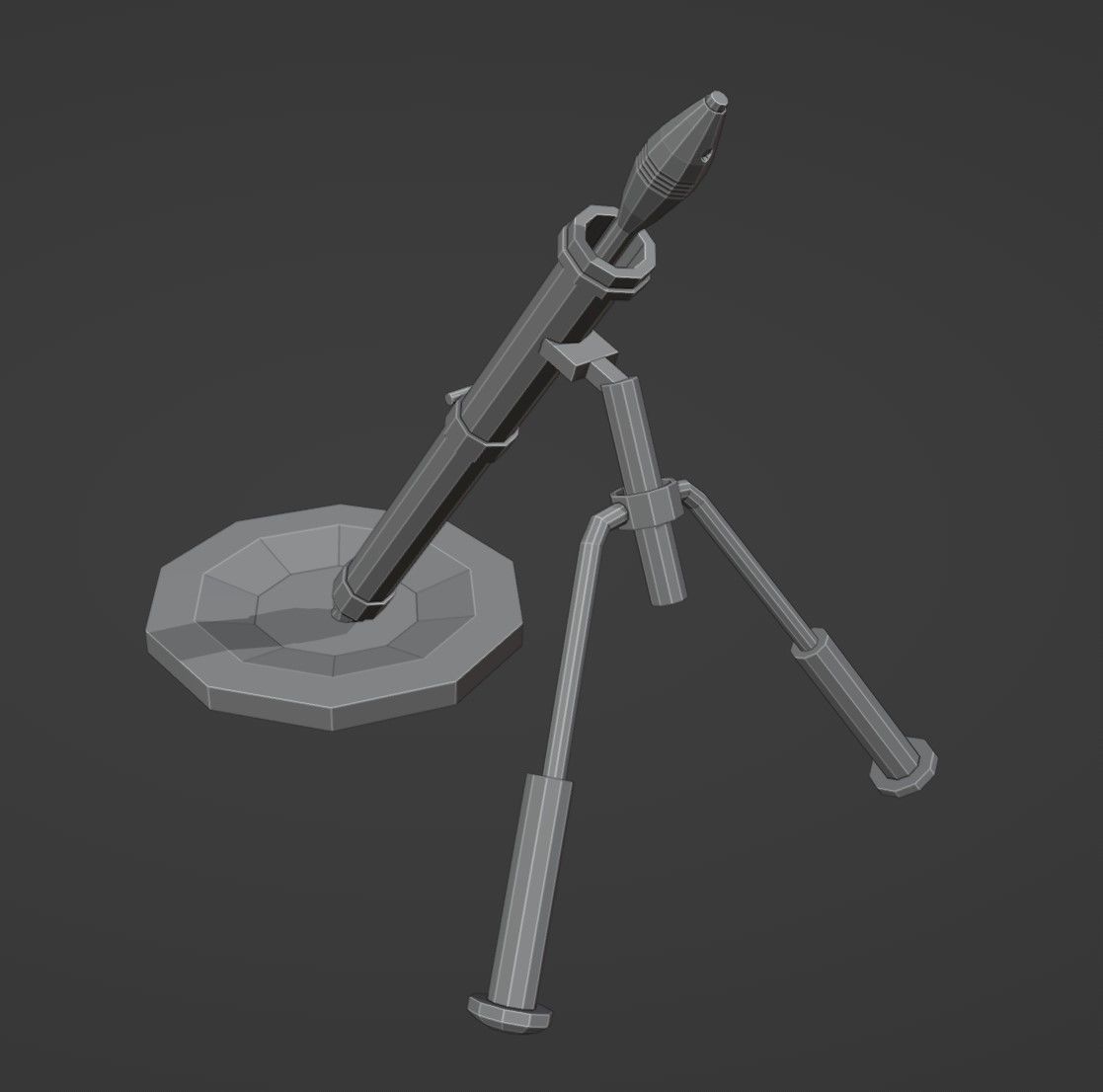 3D model Mortar Low Poly grenade launcher - grenade launcher VR / AR ...