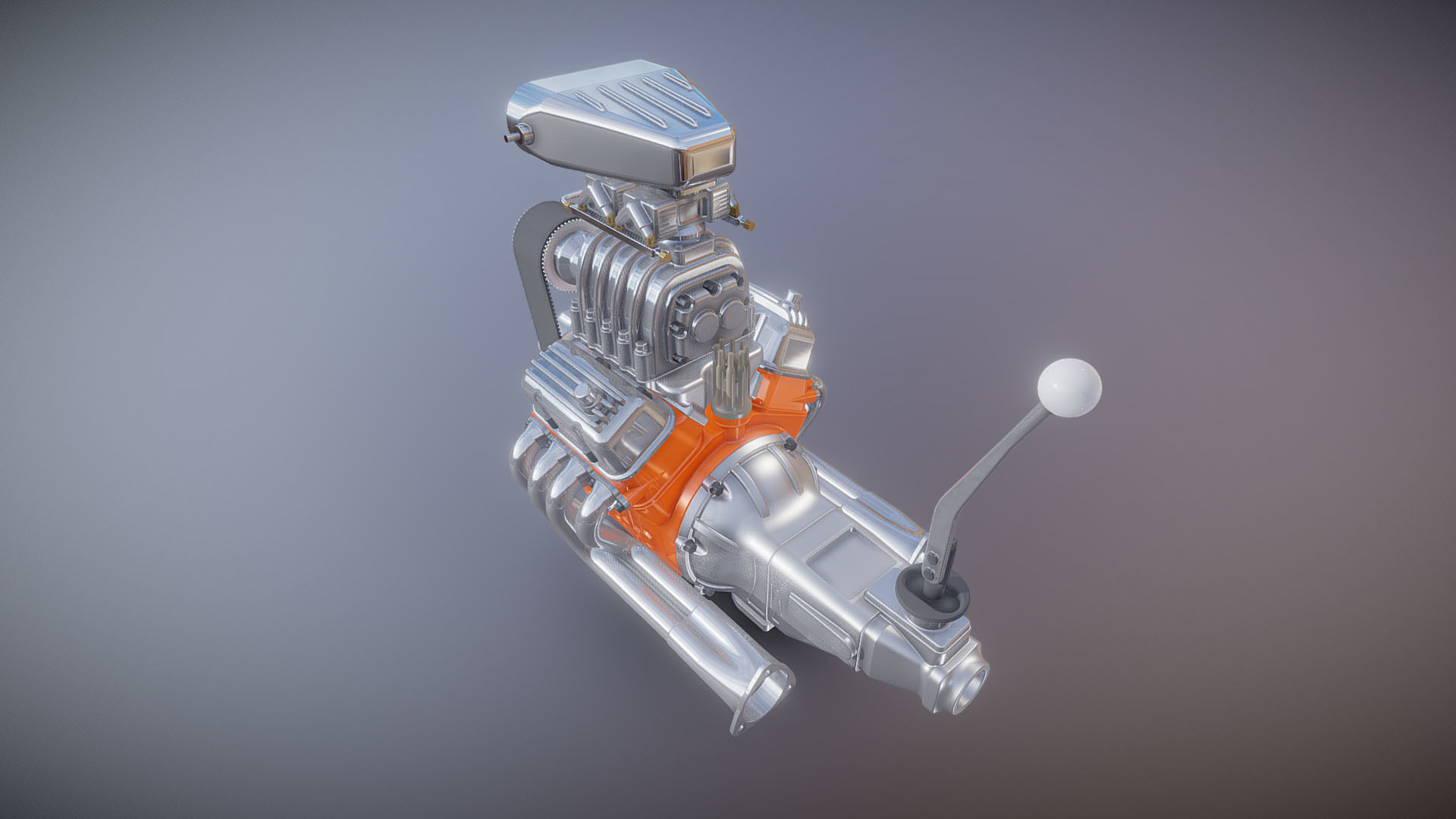 Cartoon V8 HotRod engine 3D model | CGTrader