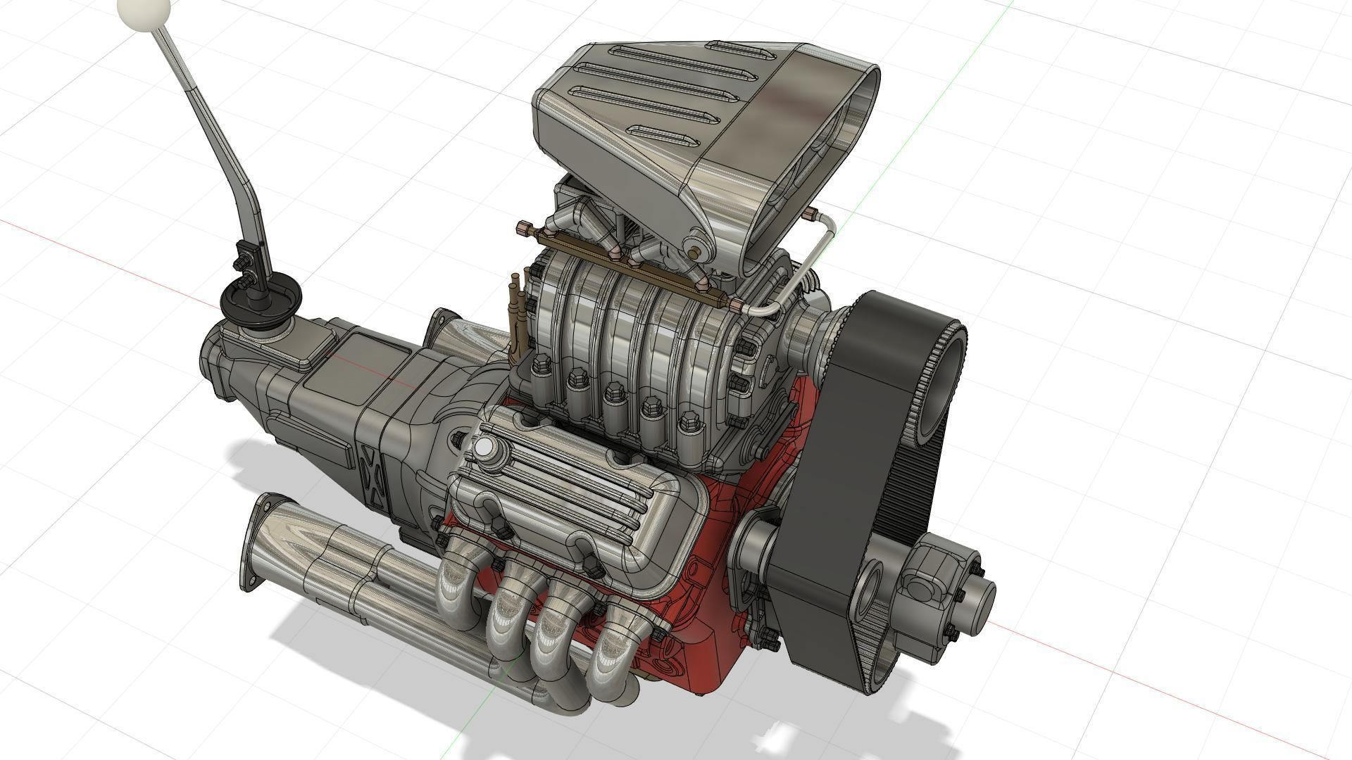Cartoon V8 HotRod engine 3D model | CGTrader