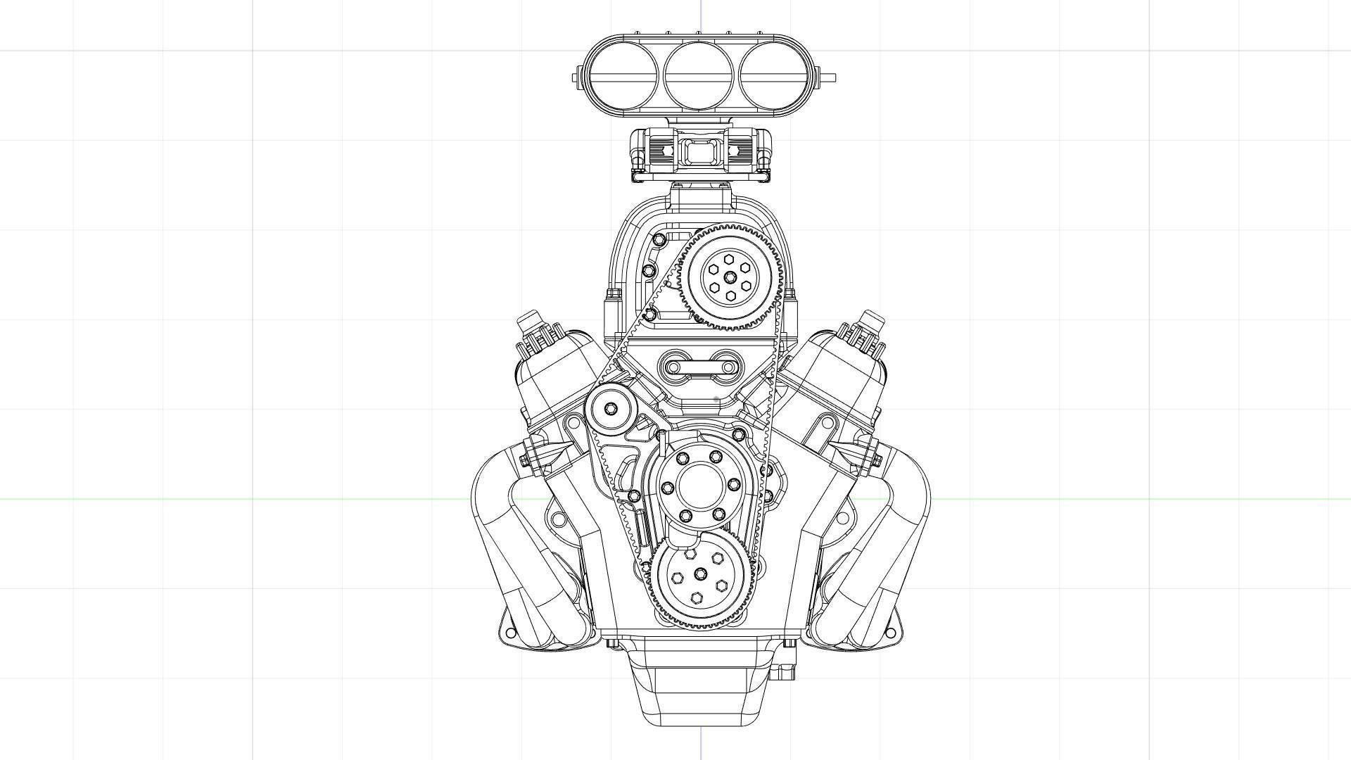 Cartoon V8 HotRod engine 3D model | CGTrader