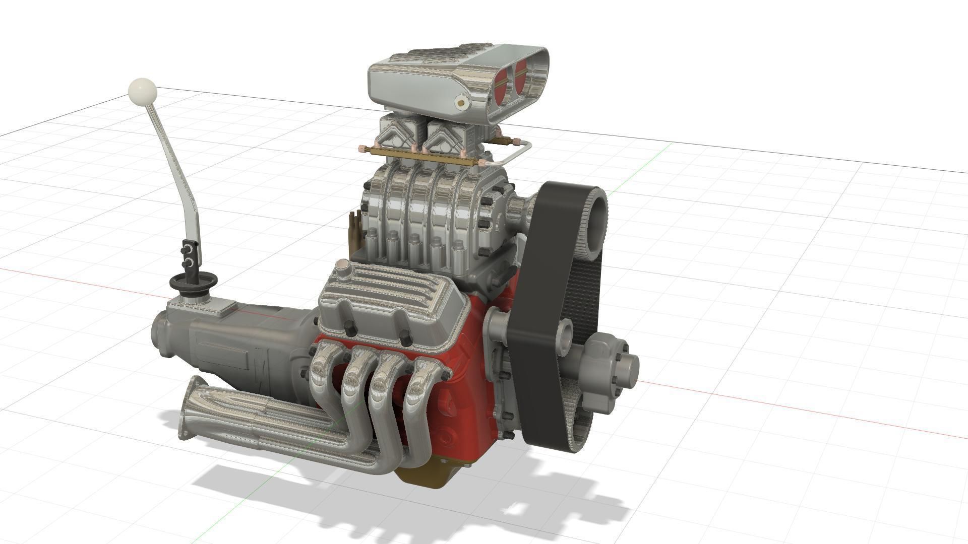 Cartoon V8 HotRod engine 3D model | CGTrader