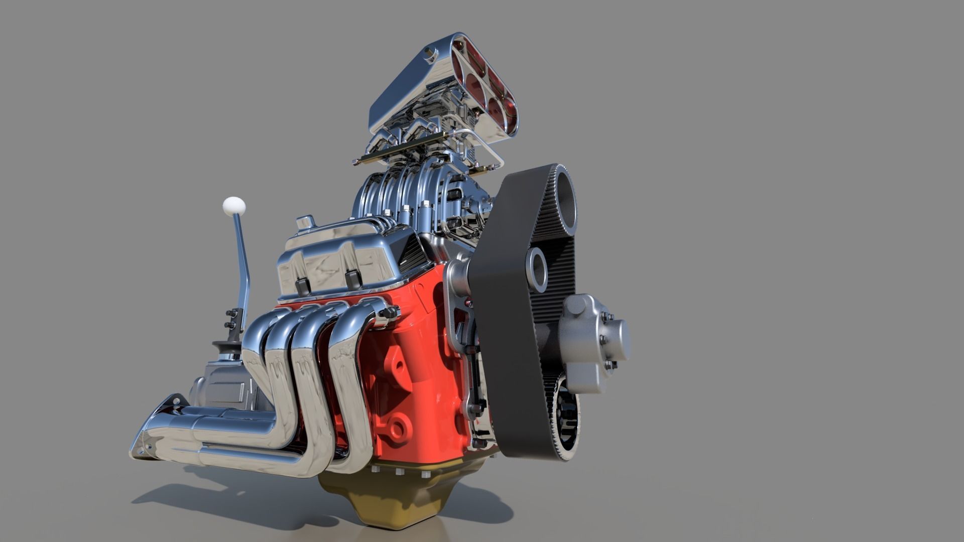 Cartoon V8 HotRod engine 3D model | CGTrader