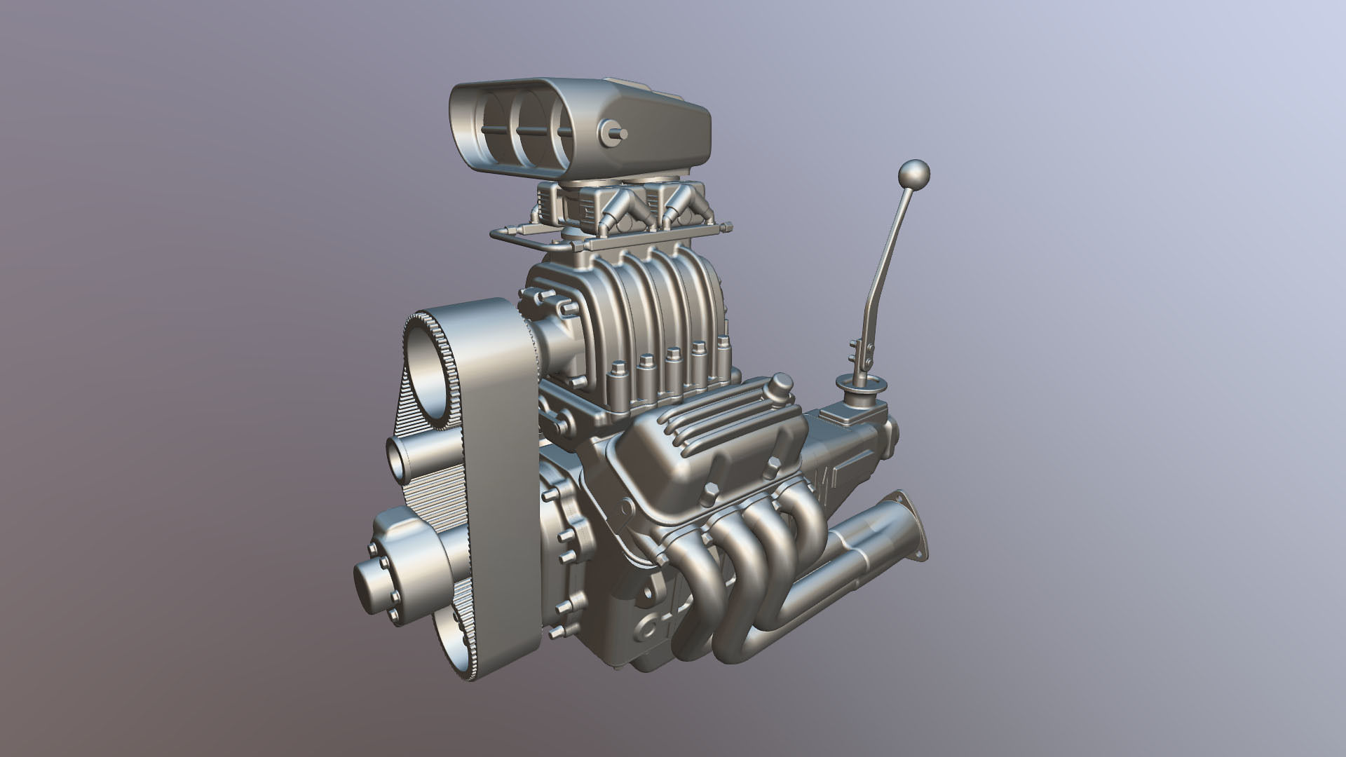 Cartoon V8 HotRod engine 3D model | CGTrader