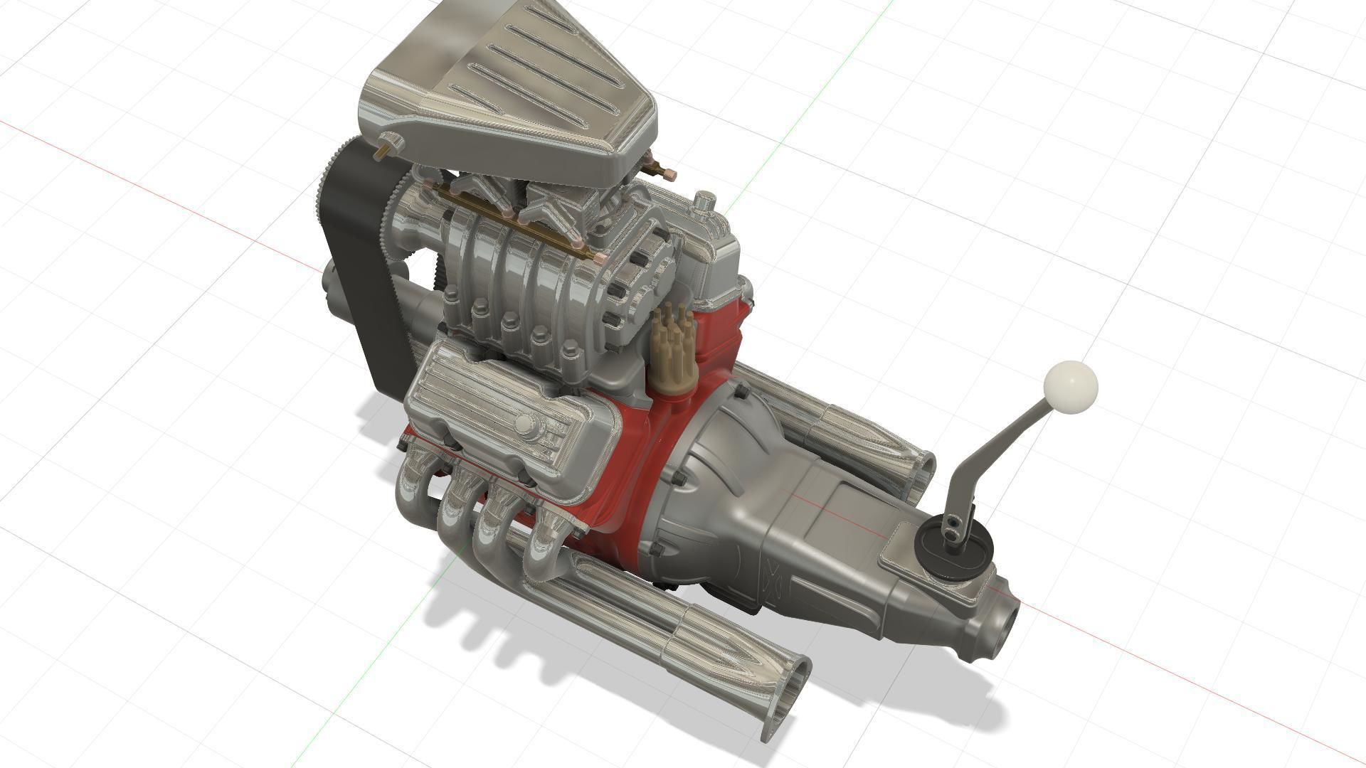 Cartoon V8 HotRod engine 3D model | CGTrader