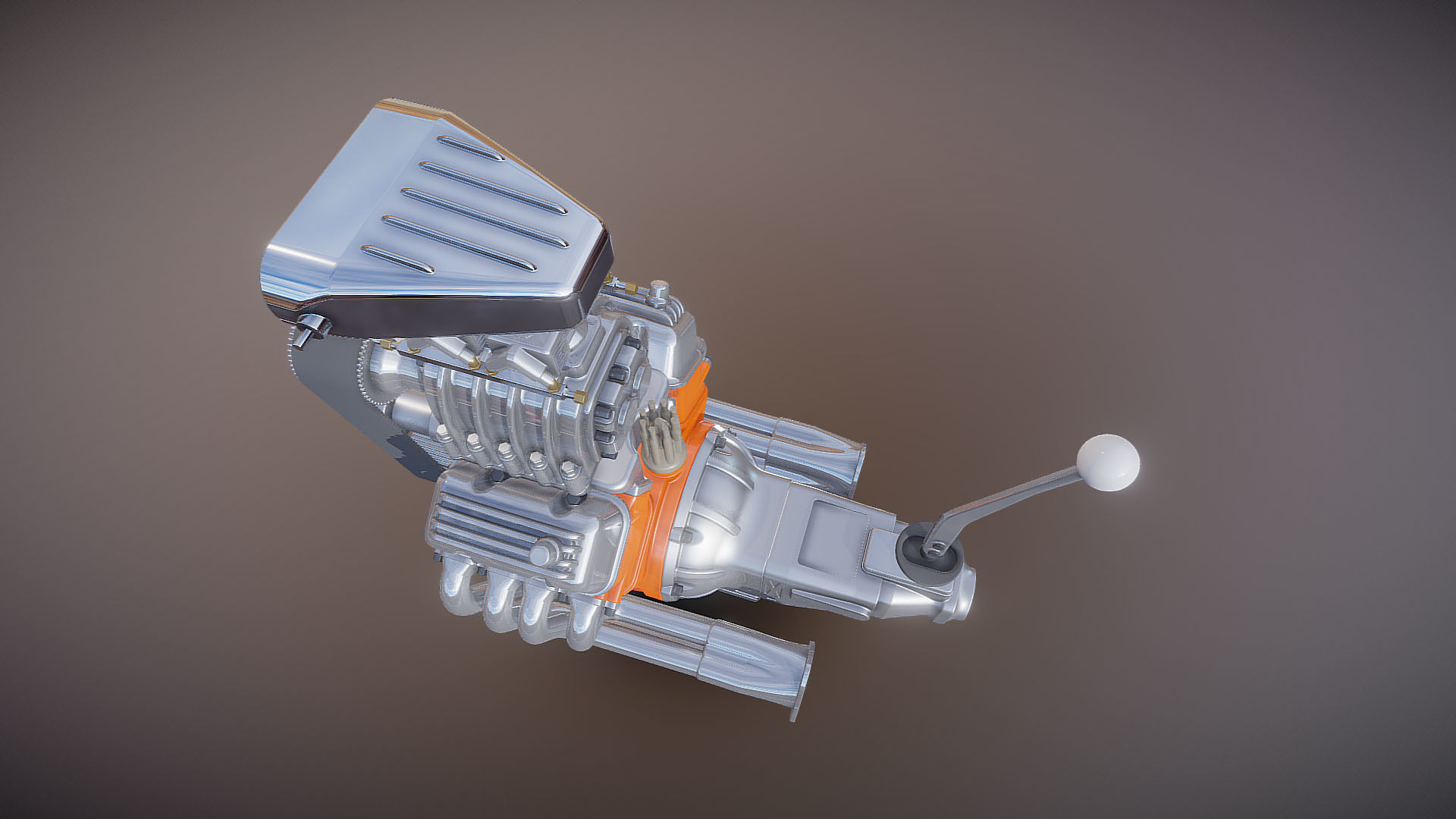 Cartoon V8 HotRod engine 3D model | CGTrader