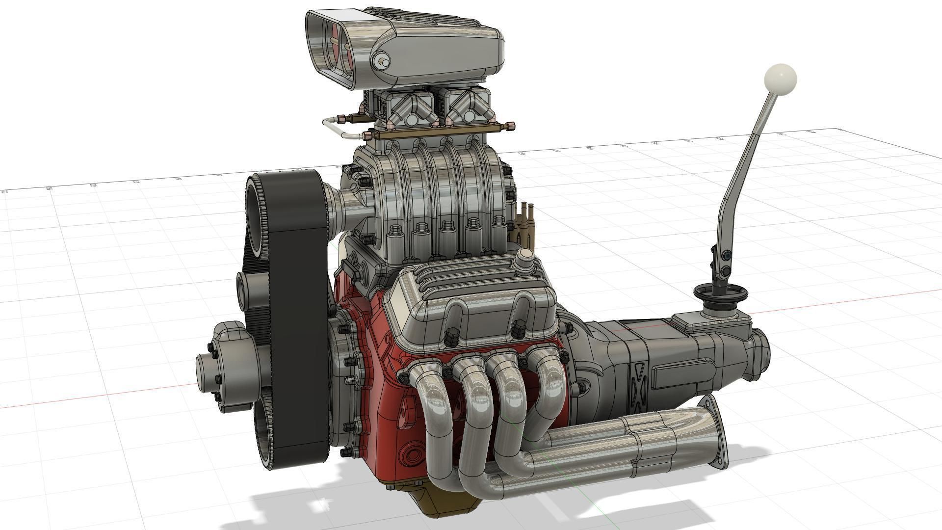 Cartoon V8 HotRod engine 3D model | CGTrader