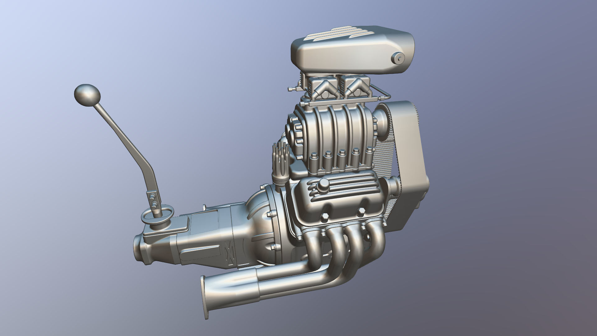 Cartoon V8 HotRod engine 3D model | CGTrader