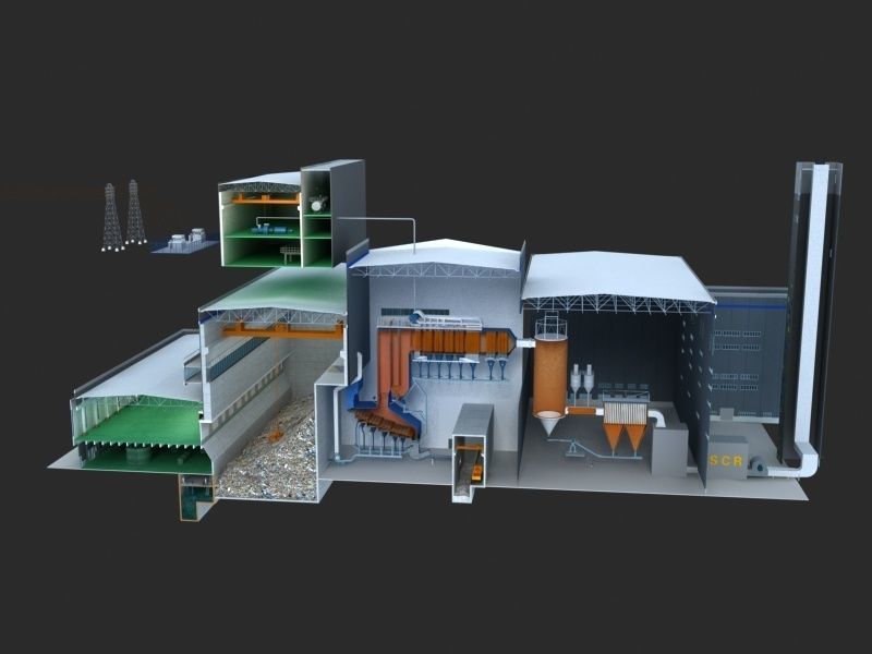Waste burning power generation 3D model | CGTrader