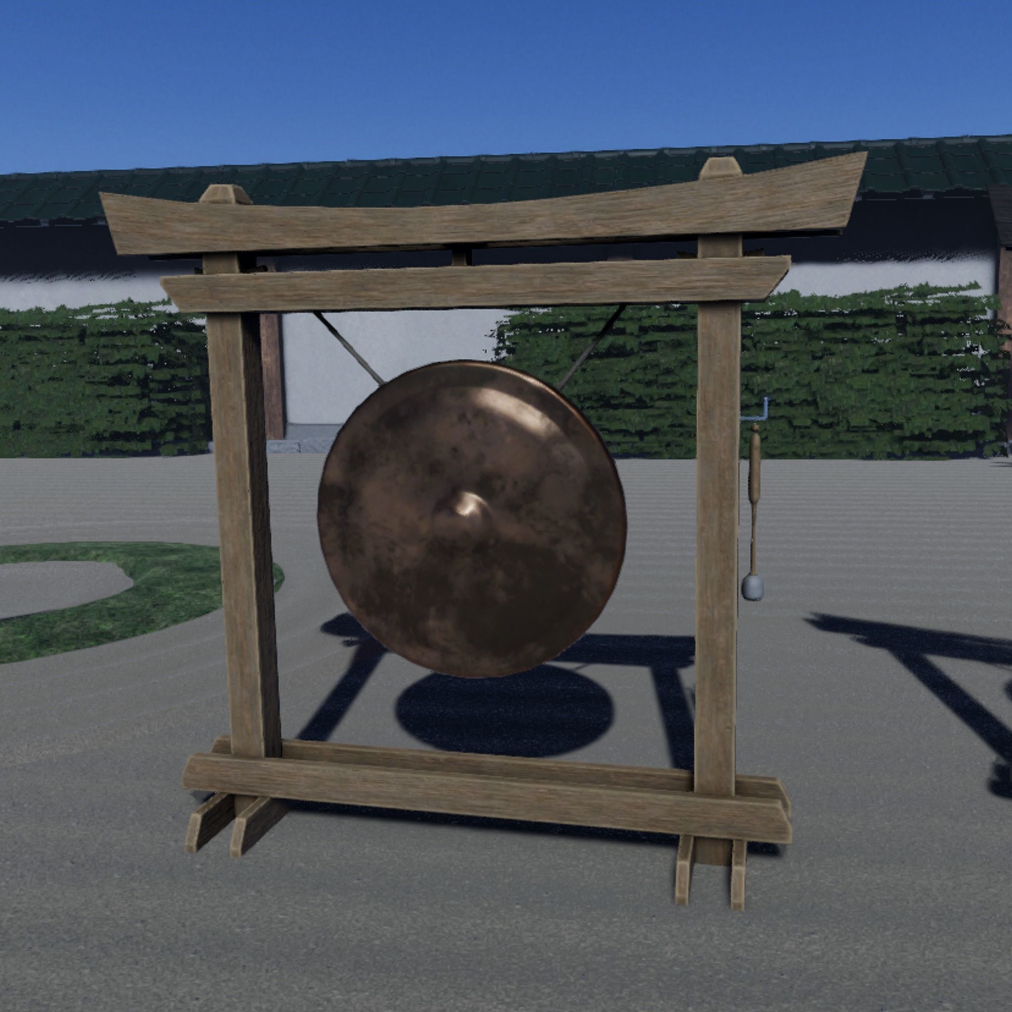 3D model Asian Japanese Gong 2 in 1 Bronze low poly VR AR VR / AR / low ...
