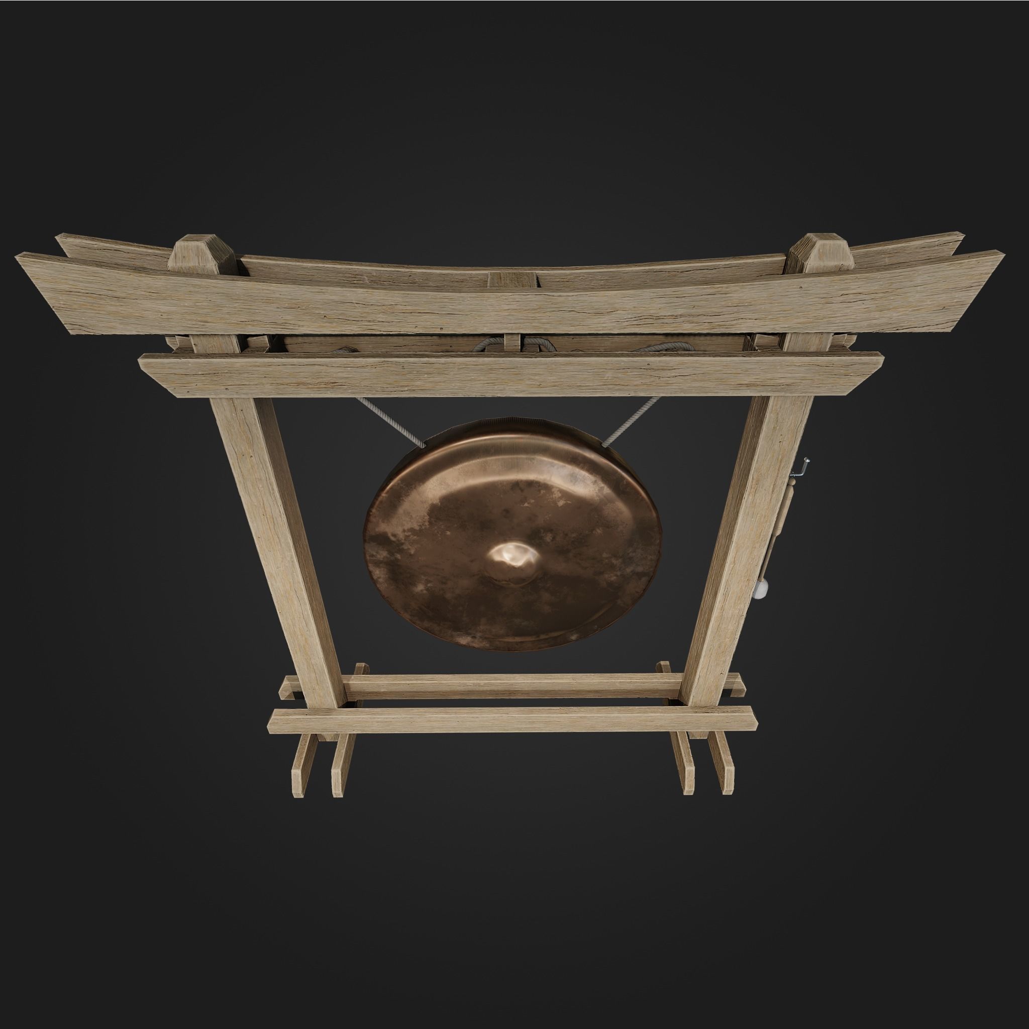 3D model Asian Japanese Gong 2 in 1 Bronze low poly VR AR VR / AR / low ...