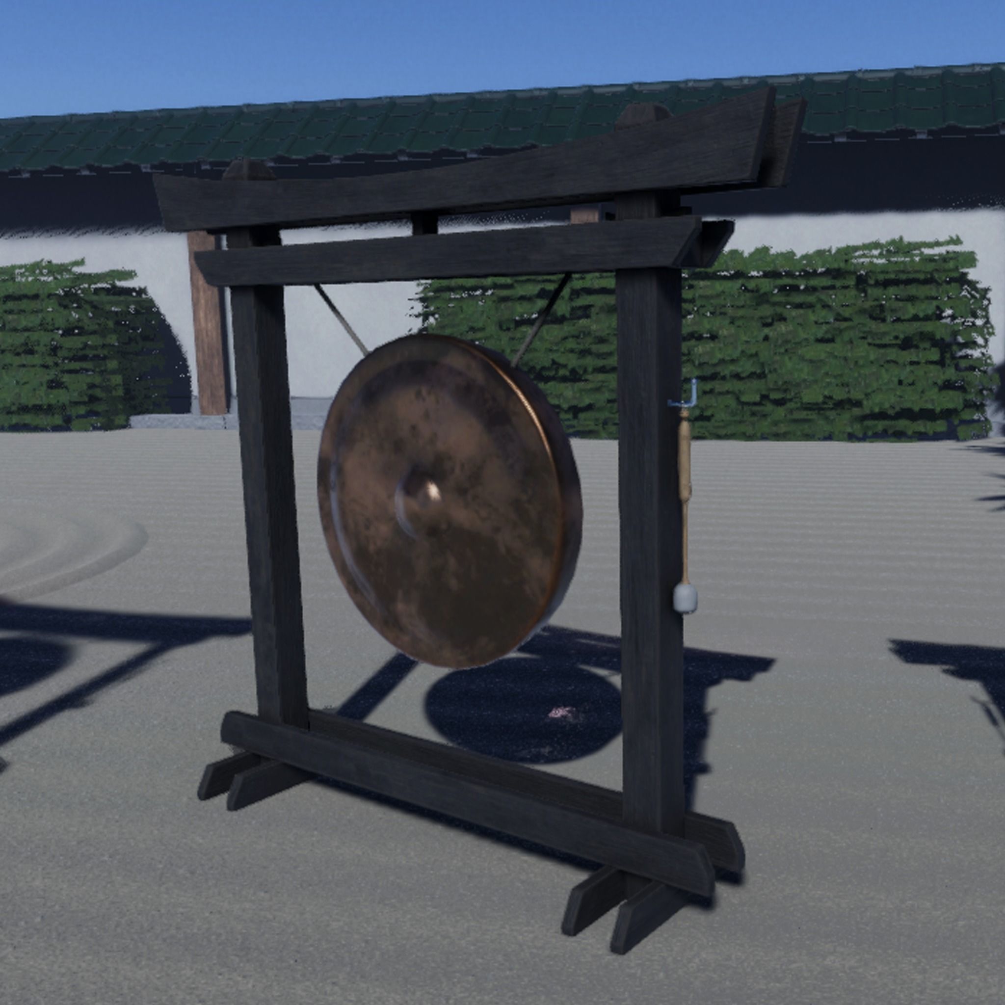 3D model Asian Japanese Gong 2 in 1 Bronze low poly VR AR VR / AR / low ...