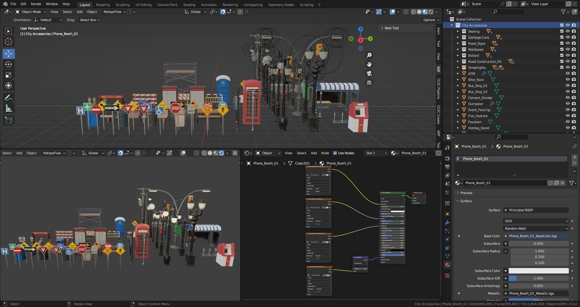 Stylized City Accessories Kit 3D model | CGTrader