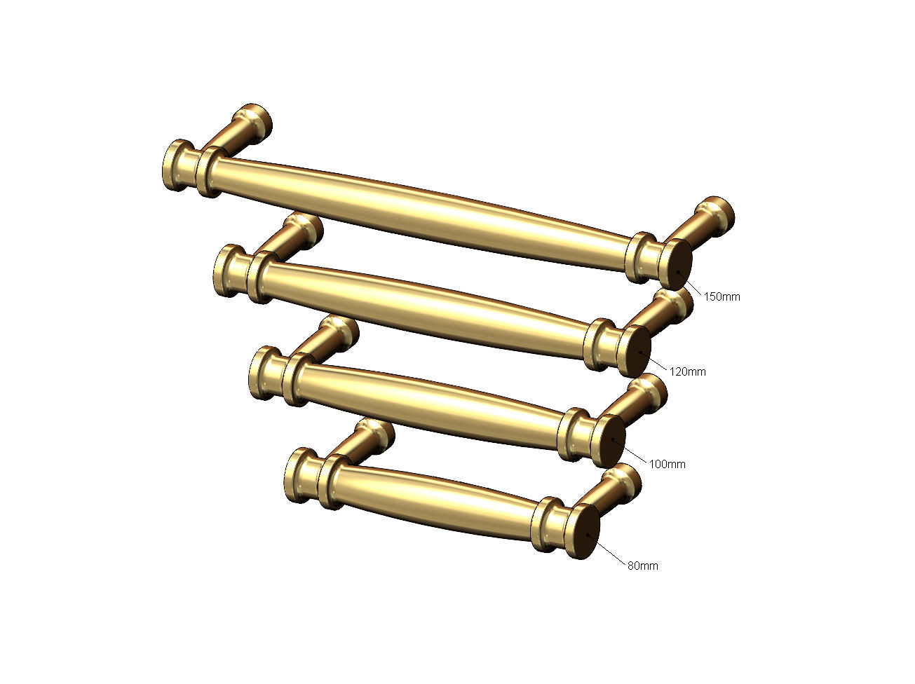Cabinet drawer handle and pull N005 miniset 3D model 3D printable ...