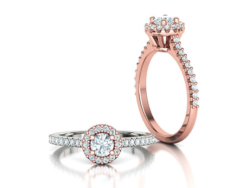 Bespoke Engagement Ring Round Halo 35 pointer round stone 3D model 3D ...