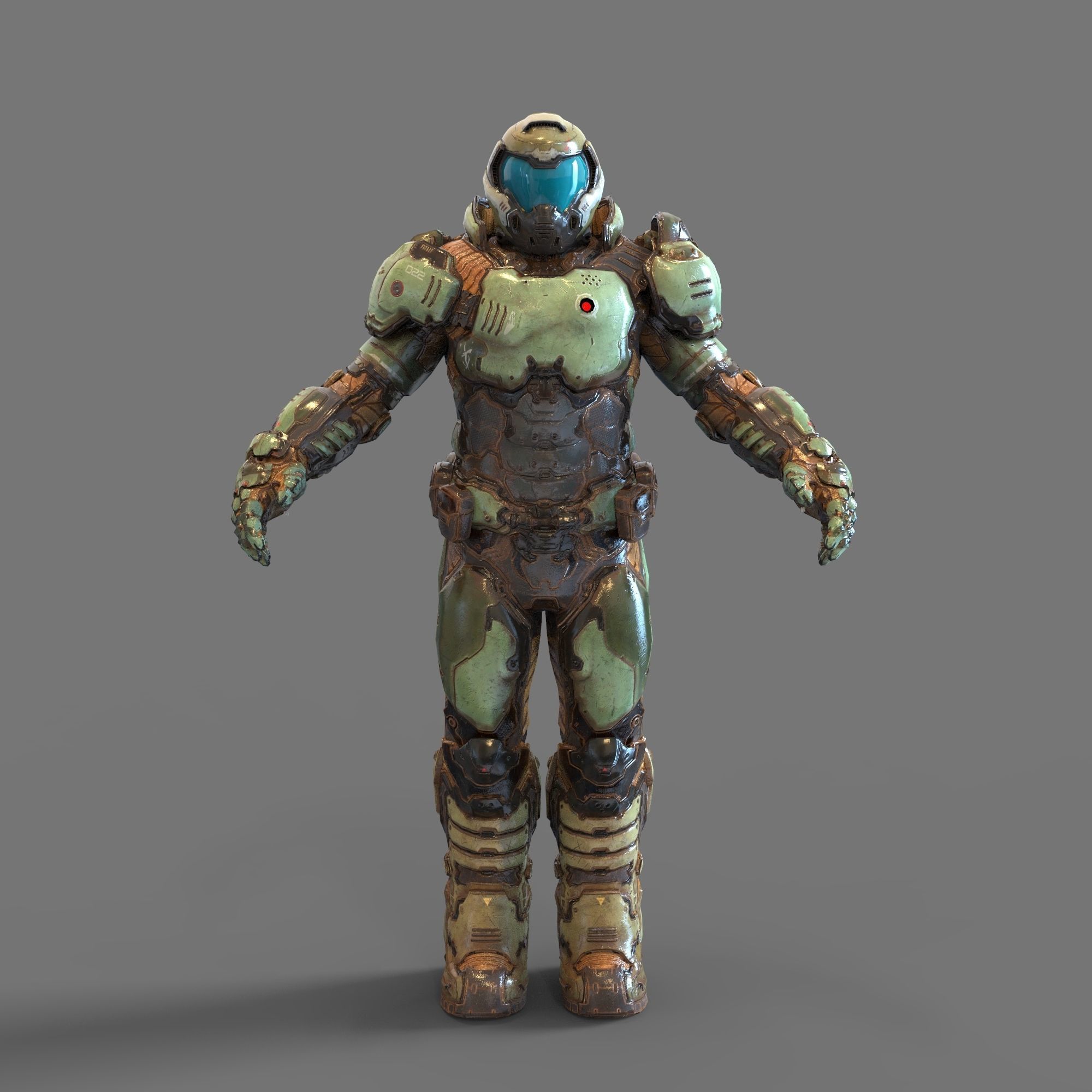 Doom Slayer 2016 Full Body Armor with Helmet and Shotgun 3D model 3D ...