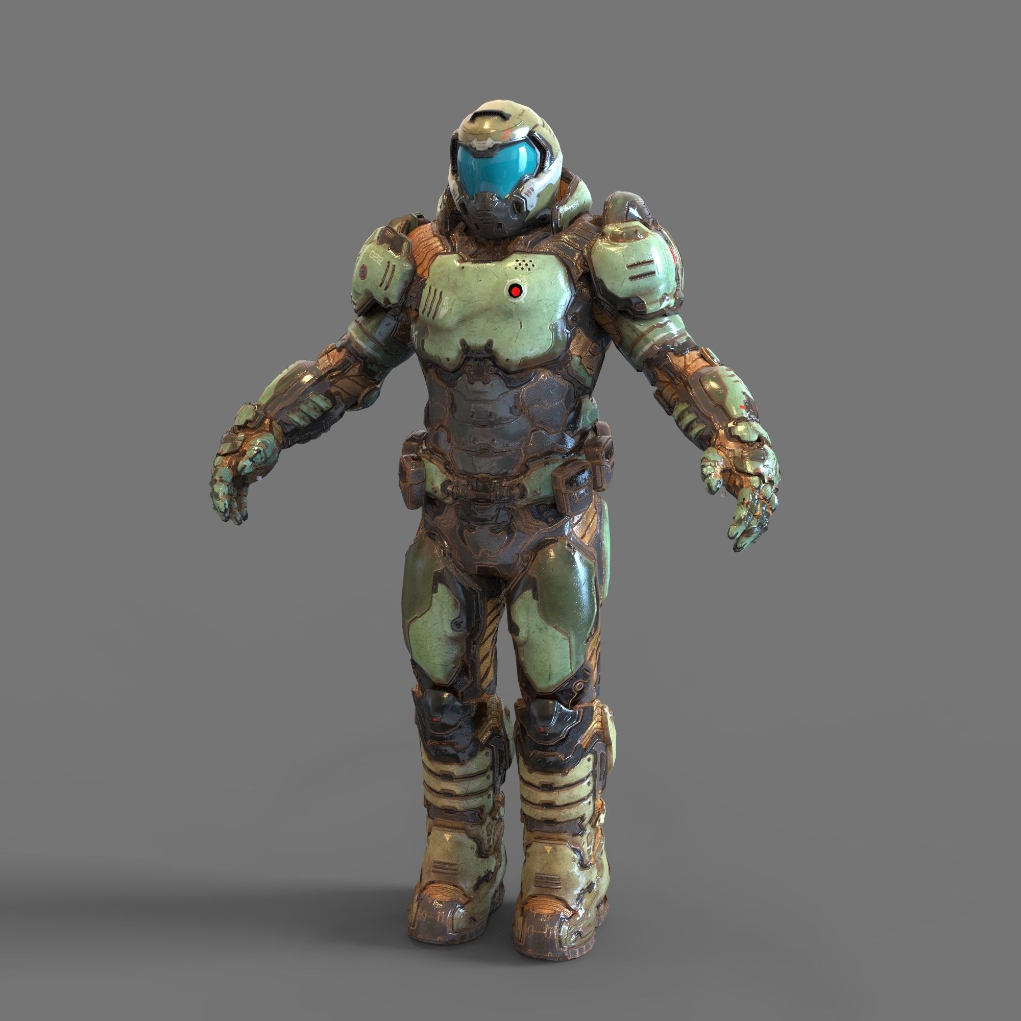 Doom Slayer 2016 Full Body Armor with Helmet and Shotgun 3D model 3D ...