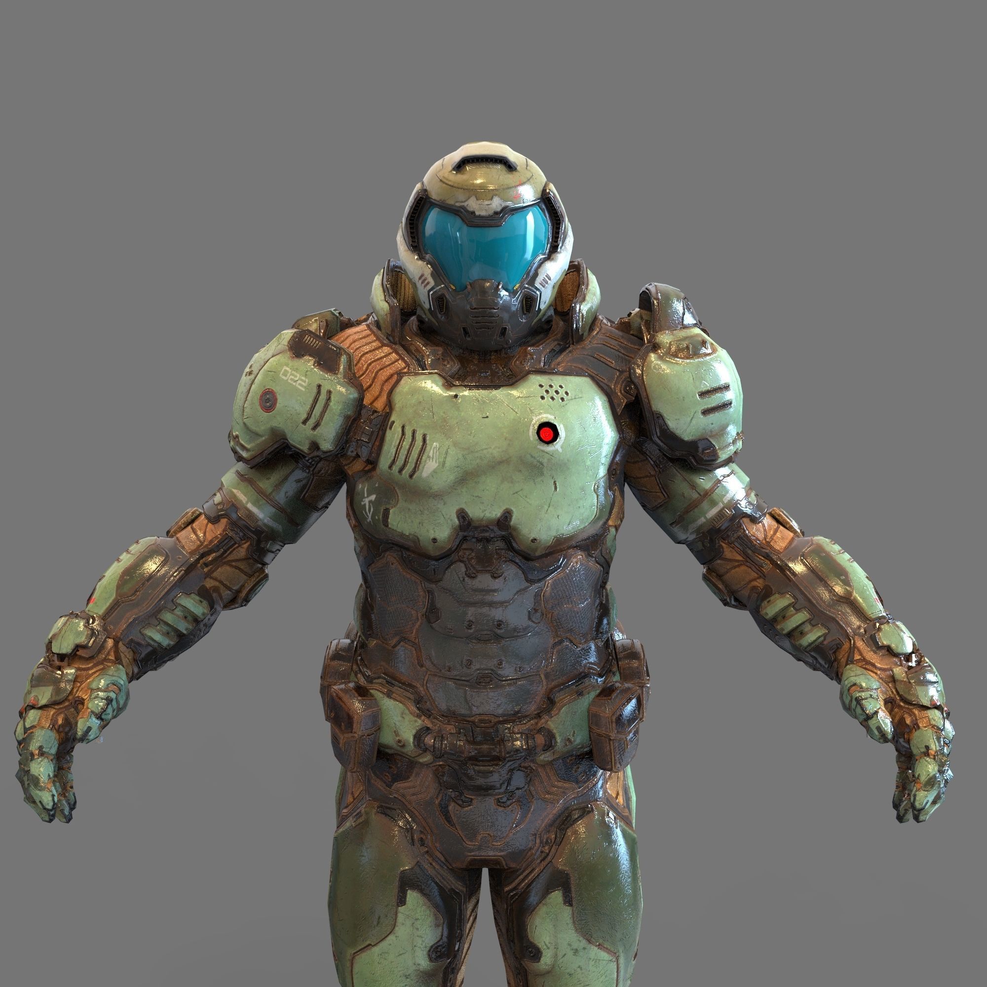 Doom Slayer 2016 Full Body Armor with Helmet and Shotgun 3D model 3D ...
