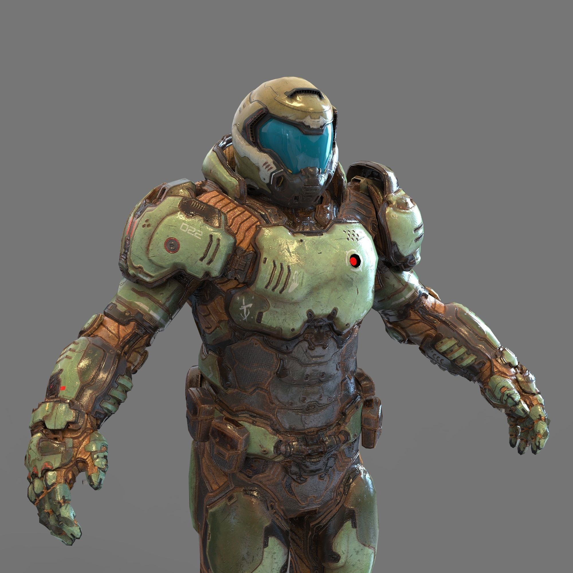 Doom Slayer 2016 Full Body Armor with Helmet and Shotgun 3D model 3D ...