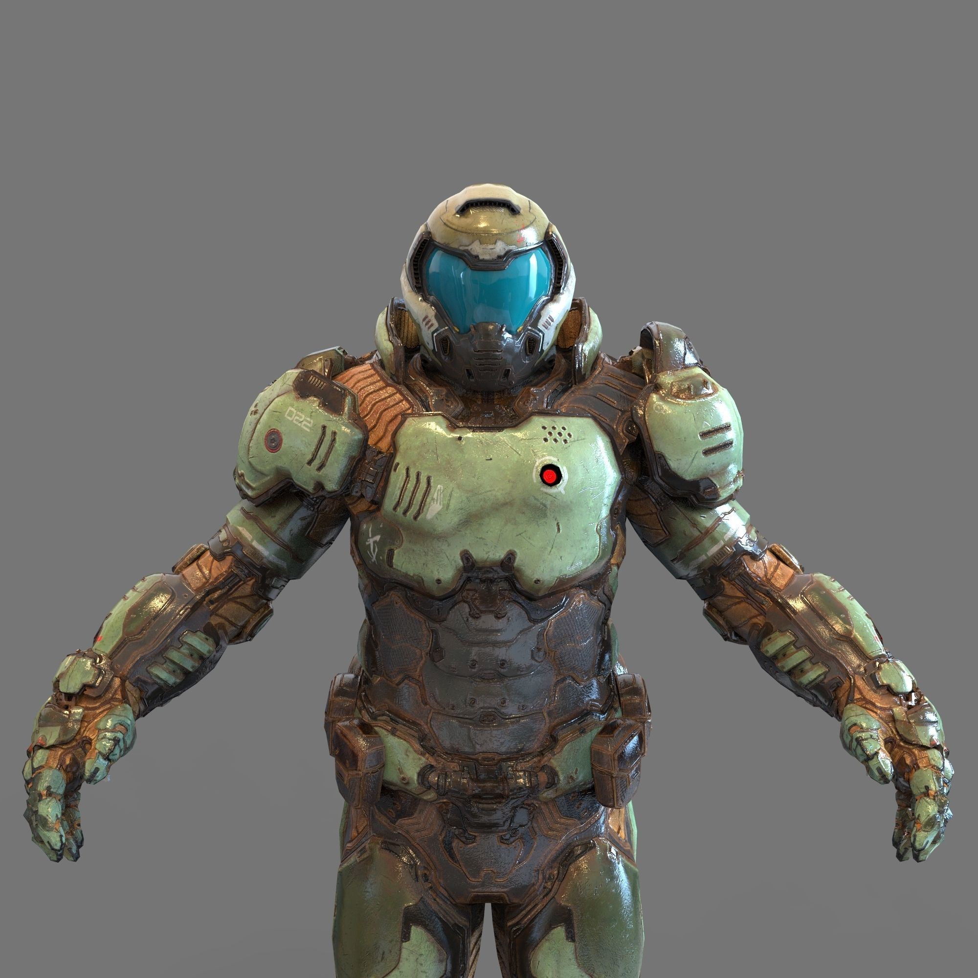 Doom Slayer 2016 Full Body Armor with Helmet and Shotgun 3D model 3D ...
