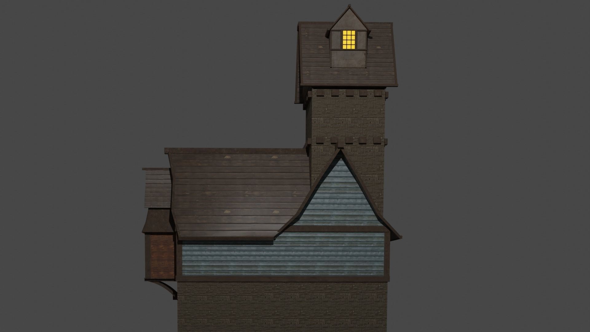 Medieval House Wood and Bricks Tower House Exterior 3D model rigged ...
