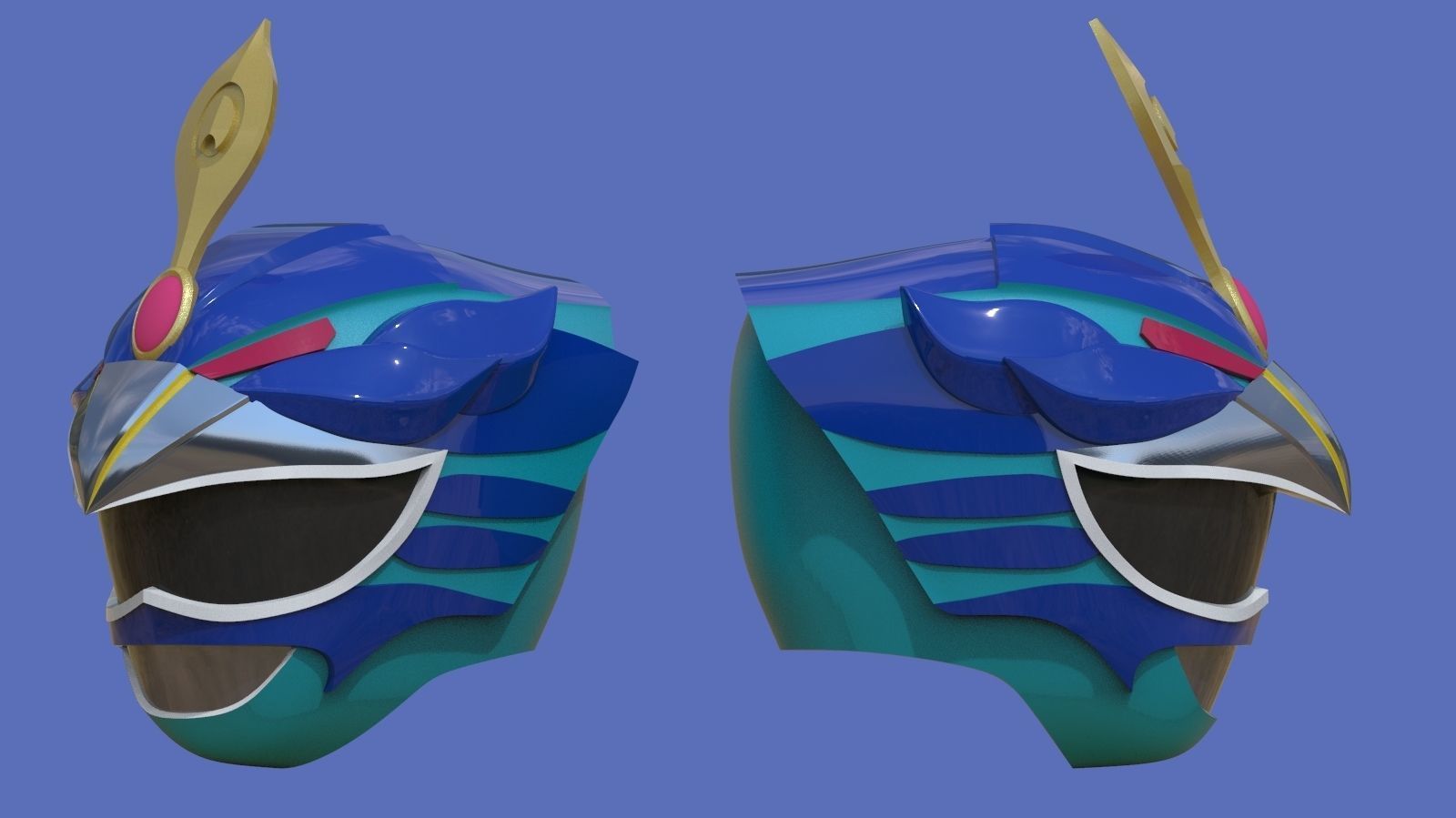 Power Ranger Wild Force Peacock Helmet 3D model 3D printable | CGTrader